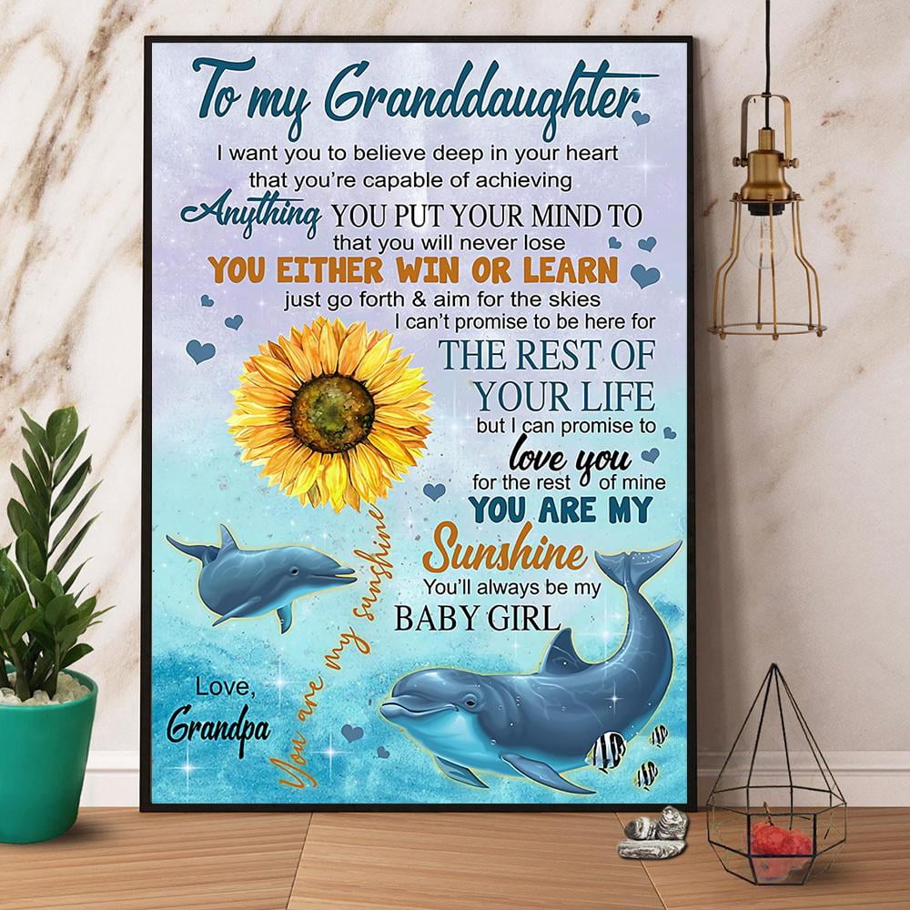 Dolphin Sunflower Grandpa To My Granddaughter You Are My Sunshine Paper ...