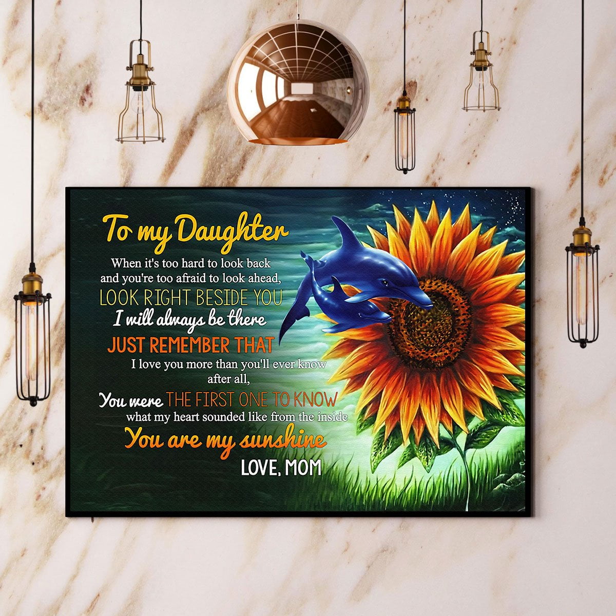 Dolphin Sunflower Mom To My Daughter You Are My Sunshine Paper Poster ...