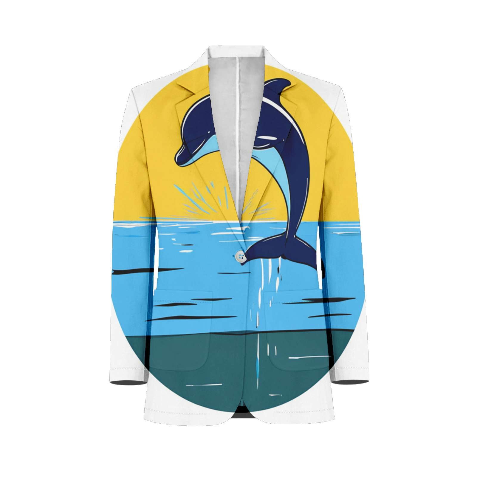 Dolphin Sunset Ocean Waves Customized Men's Suits full man Shawl Collar ...