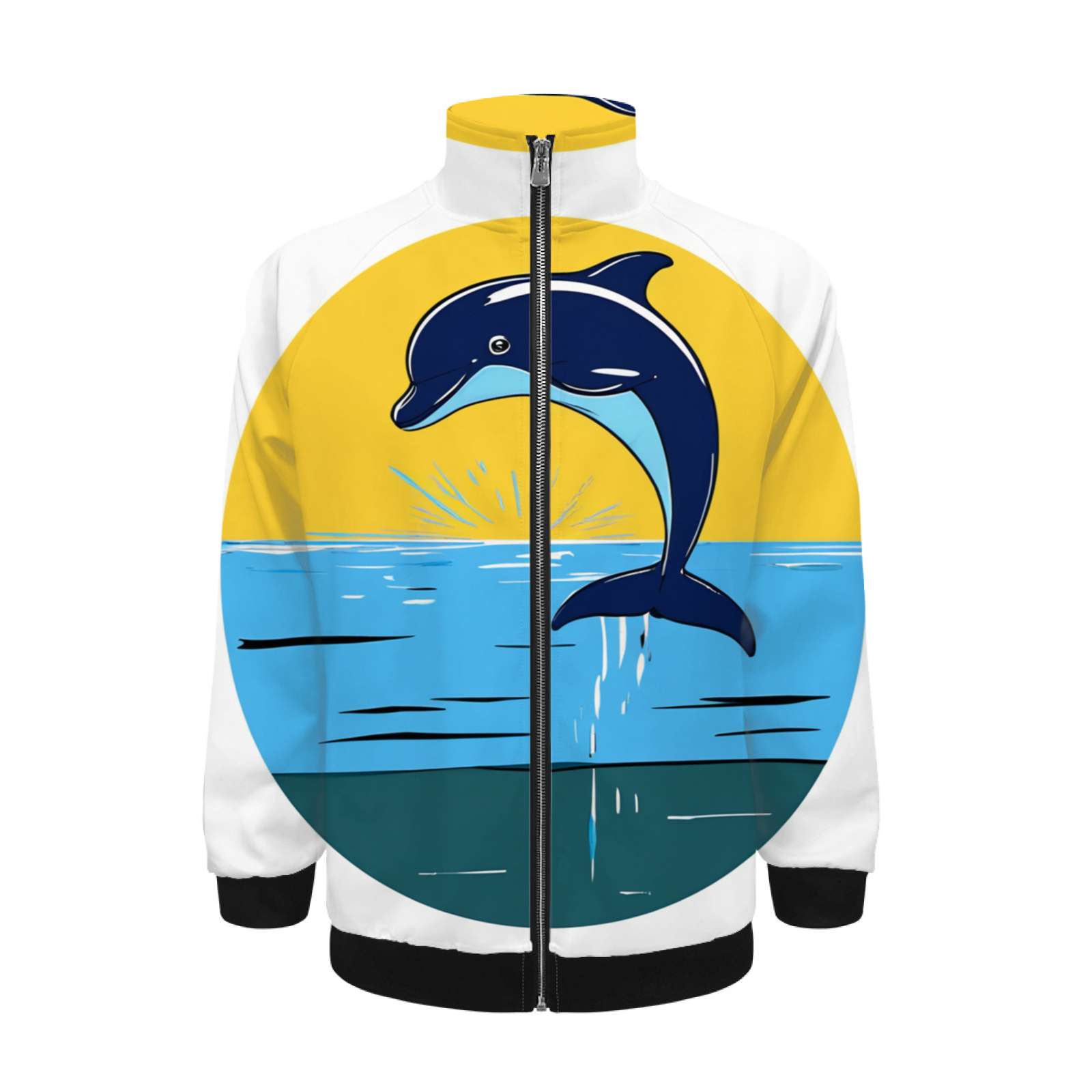 Dolphin Sunset Ocean Waves Jacket Men's Street Cool Long Sleeves Coat ...