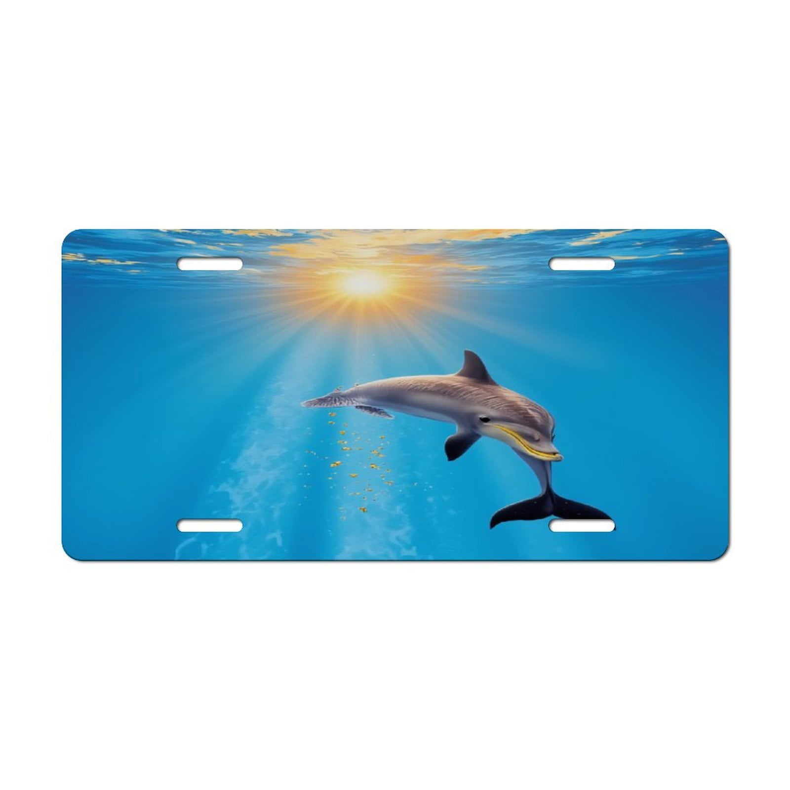 Dolphin Swimming Underwater at Sunset Car Decorative Front License ...