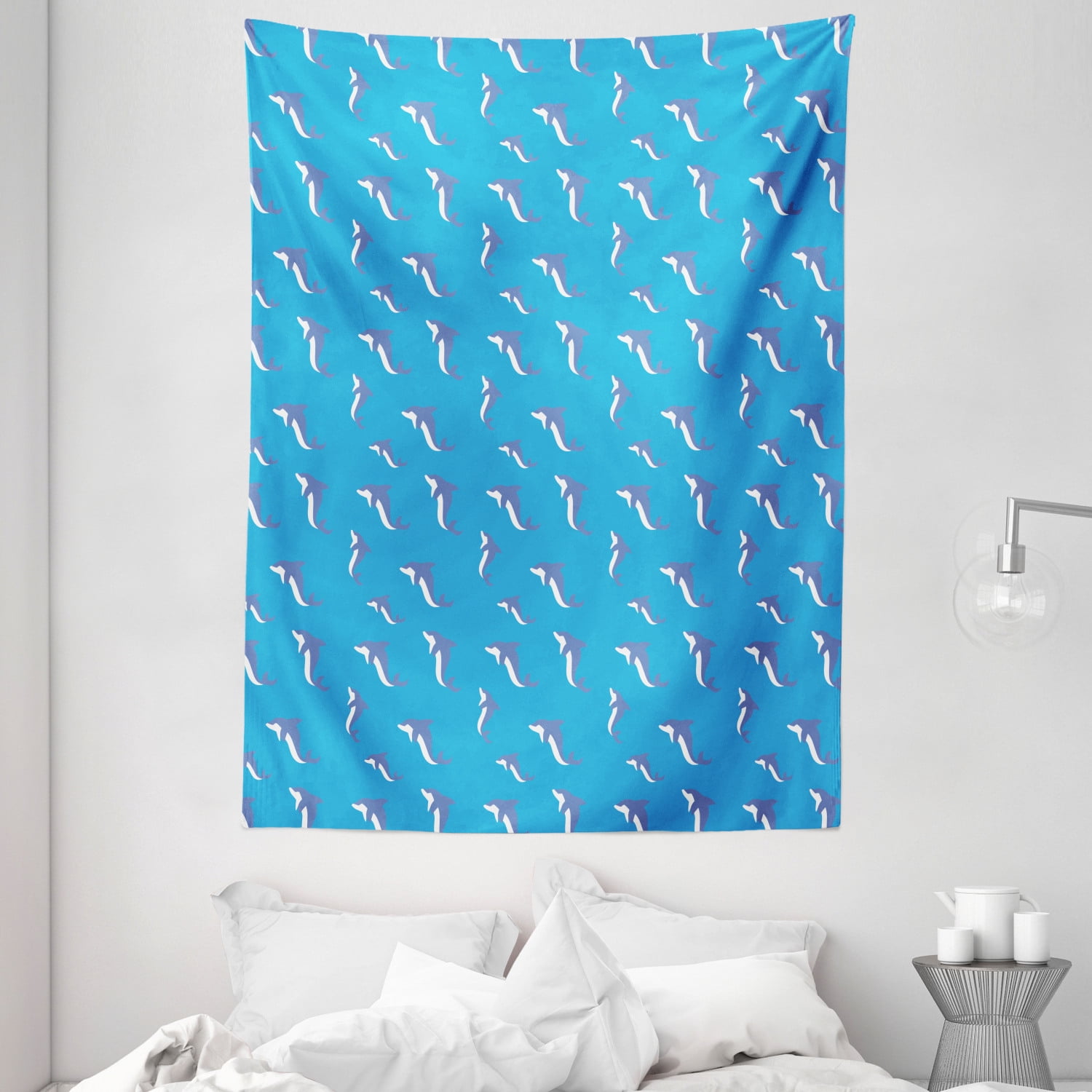 Dolphin Tapestry, Repetitive Pattern of Irregular Funny Fish Undersea ...