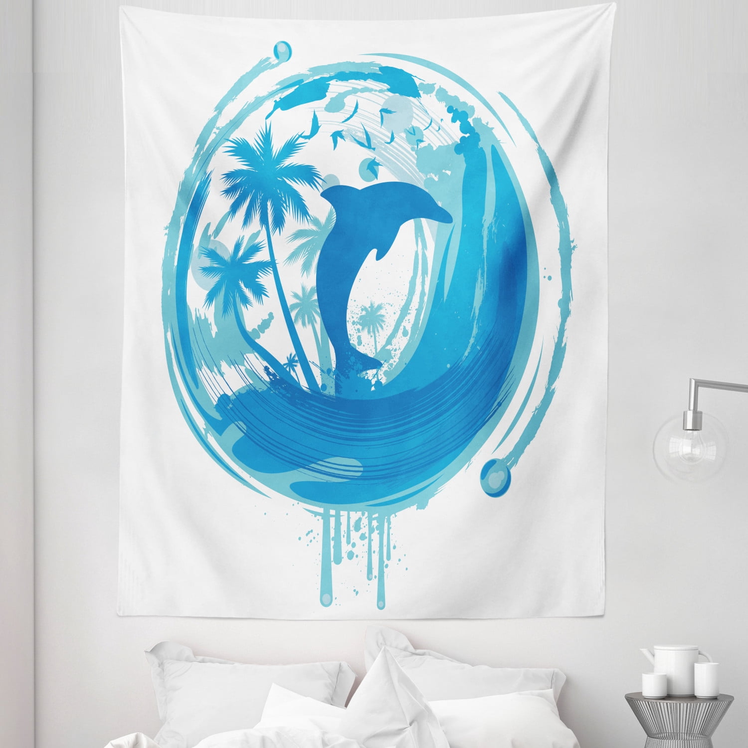 Dolphin Tapestry, Tropical Theme Maritime Image Ocean Inspired Image ...