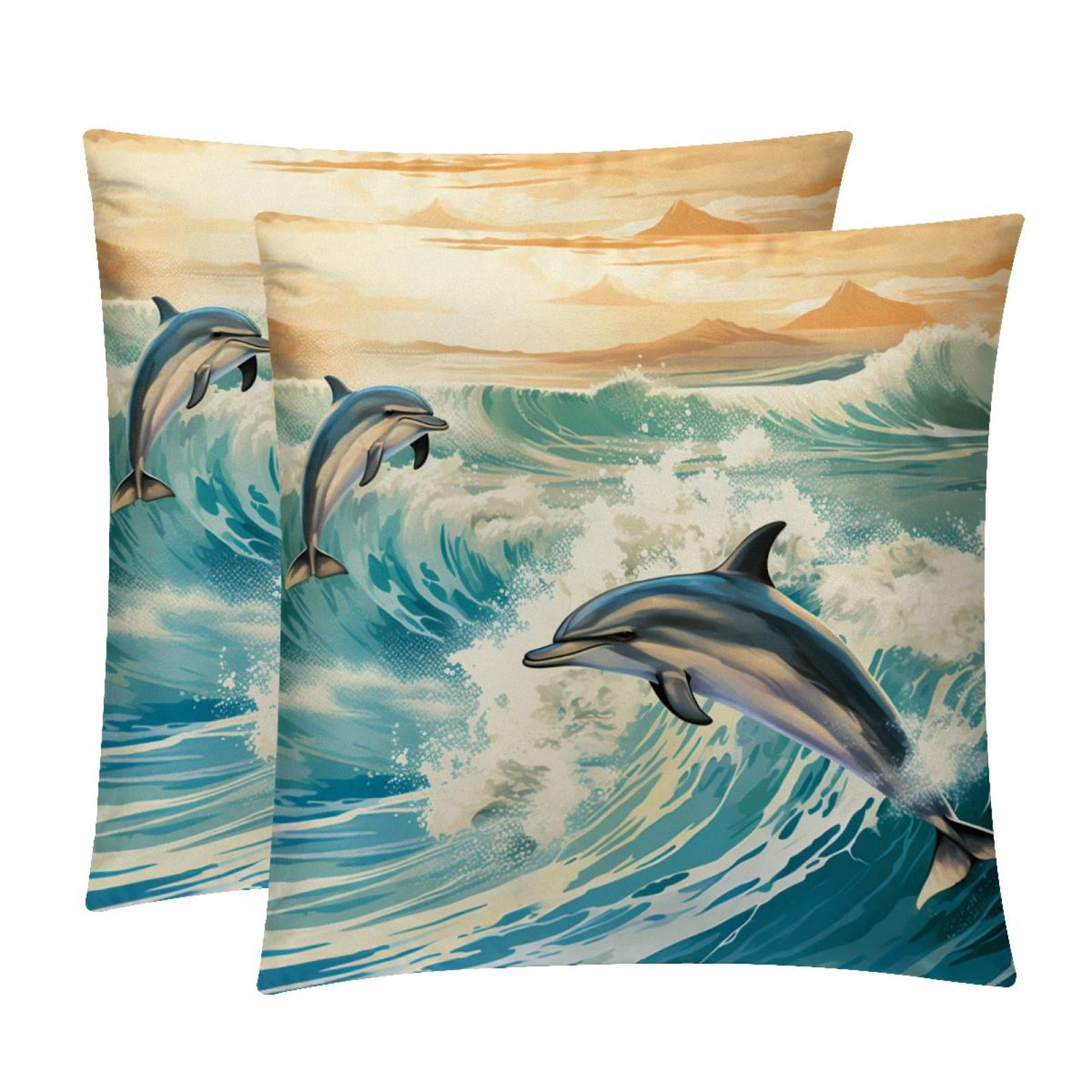 Dolphin Throw Pillow Covers Covers Set of 2, Velvet Cushion Case with ...