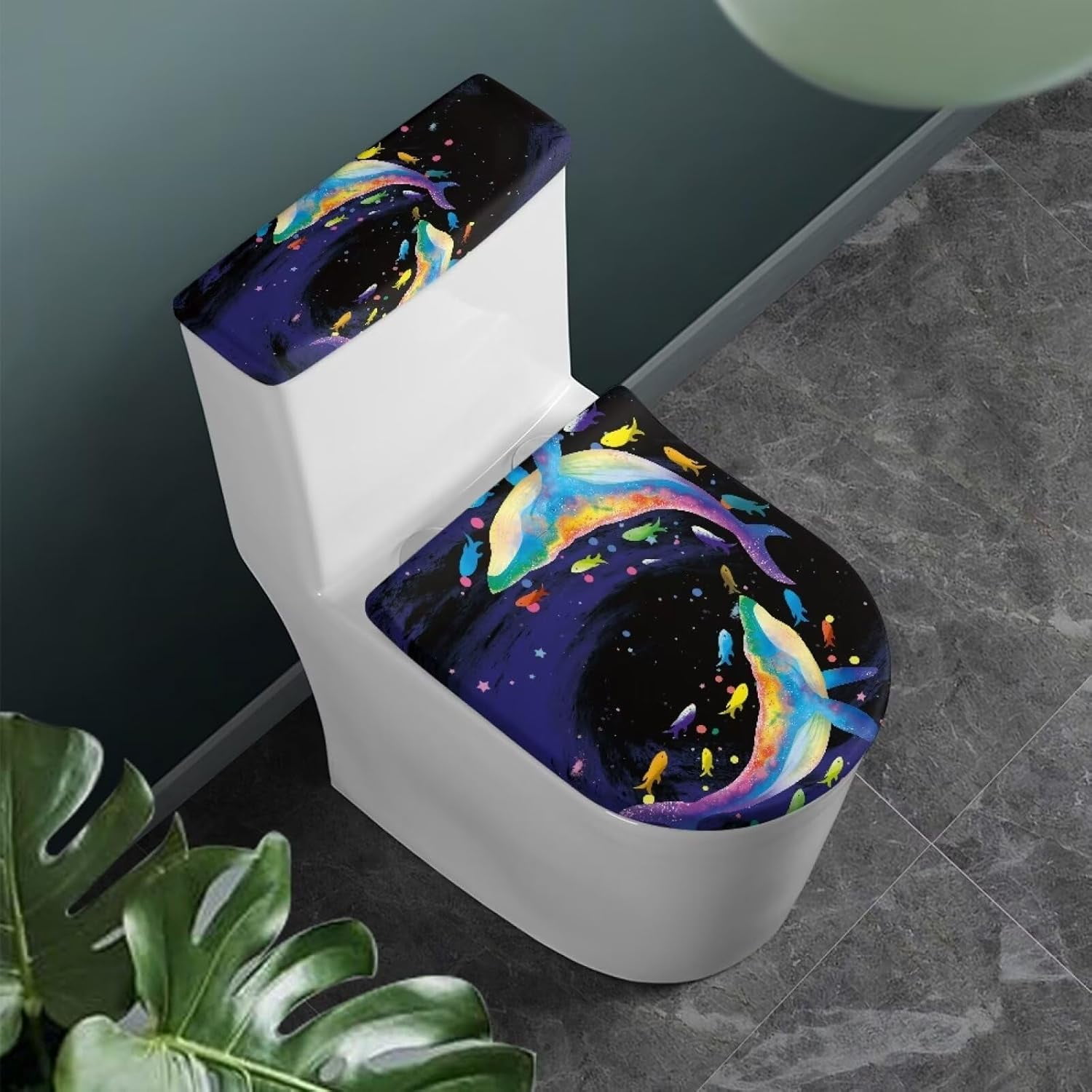 Dolphin Toilet Lid & Tank Covers Set 2 Pieces For Bathroom Round Lids ...