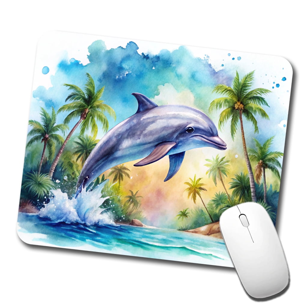 Dolphin Tropical Watercolor Design Mouse Pad Low Profile Gaming Mat ...