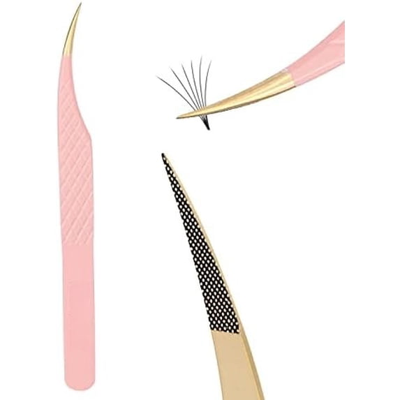 Dolphin Tweezers for Eyelash Extensions,Professional Fiber Tip Curved ...