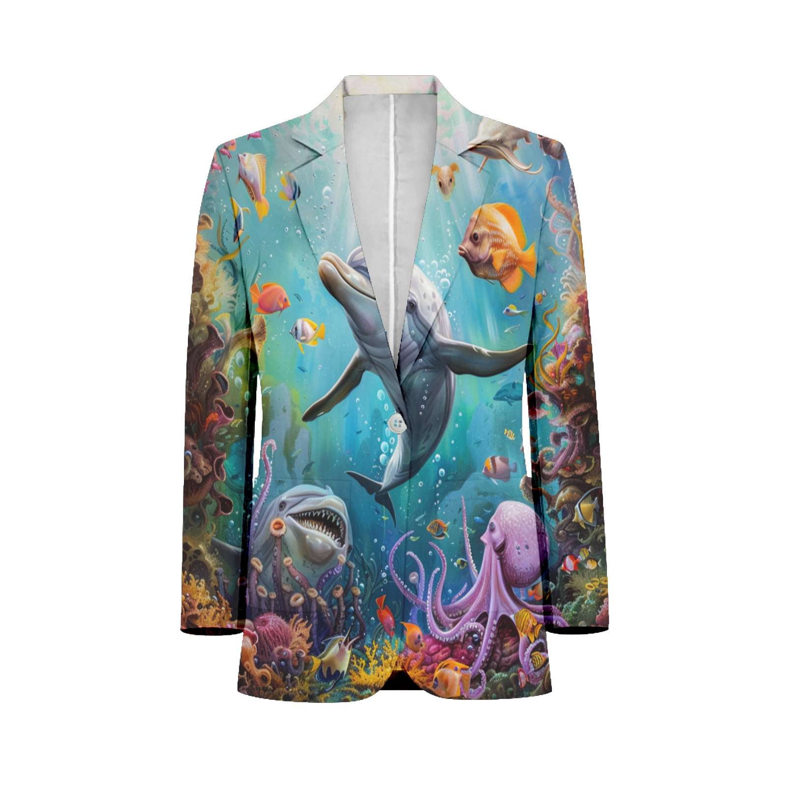 Dolphin Under The Sea Ocean Animals Customized Men's Suits full man ...