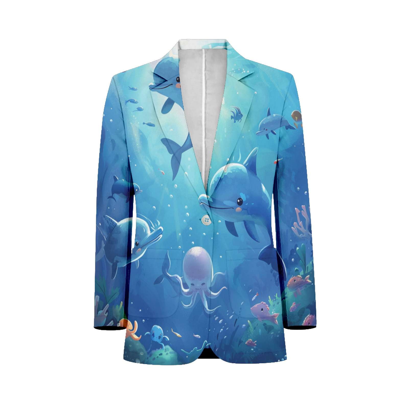 Dolphin Under The Sea Ocean Animals Customized Men's Suits full man ...