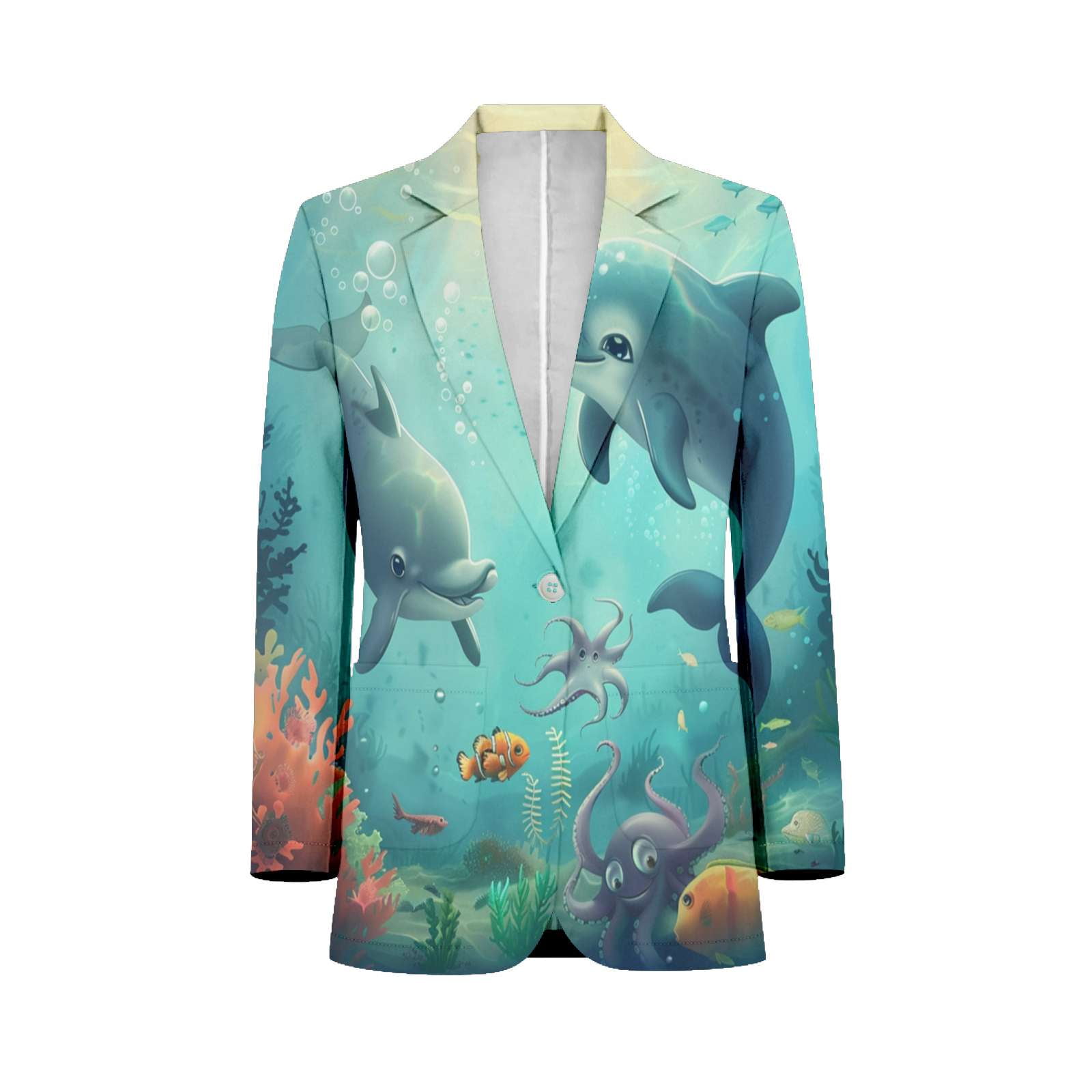 Dolphin Under The Sea Ocean Animals Customized Men's Suits full man ...