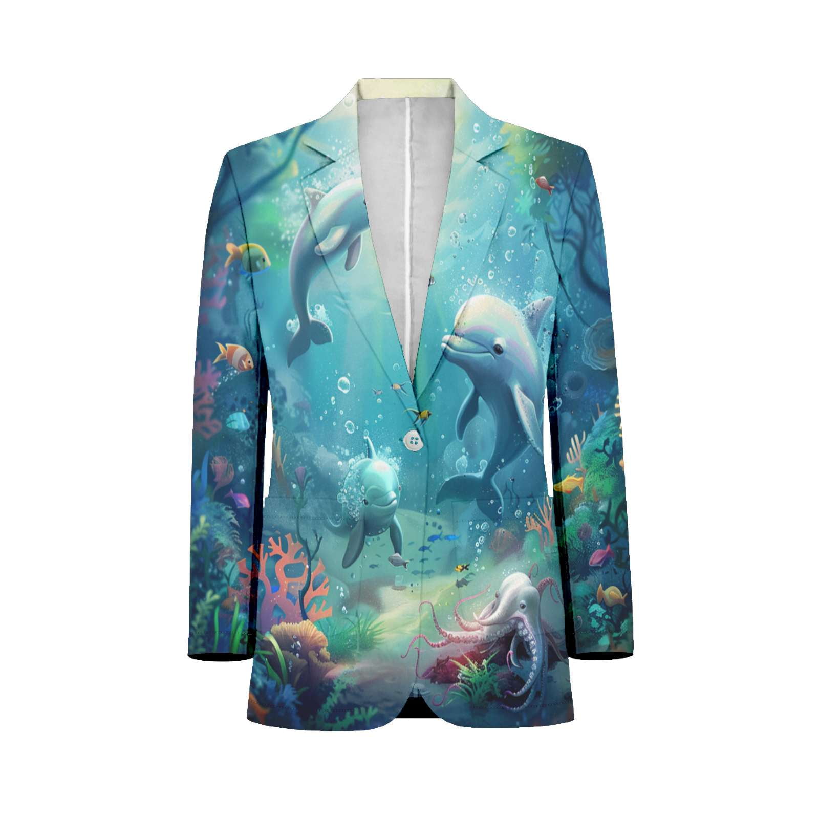 Dolphin Under The Sea Ocean Animals Customized Men's Suits full man ...