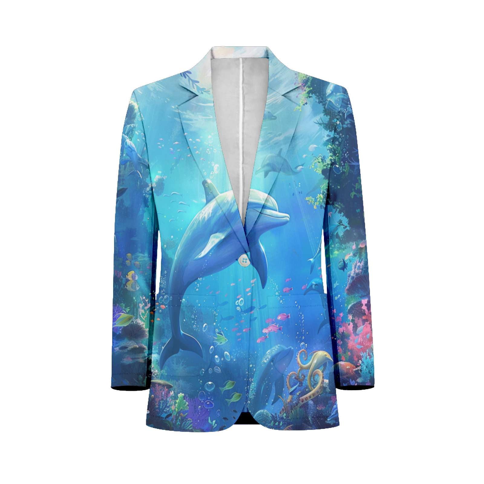 Dolphin Under The Sea Ocean Animals Men Blazers Slim Clothing Summer ...