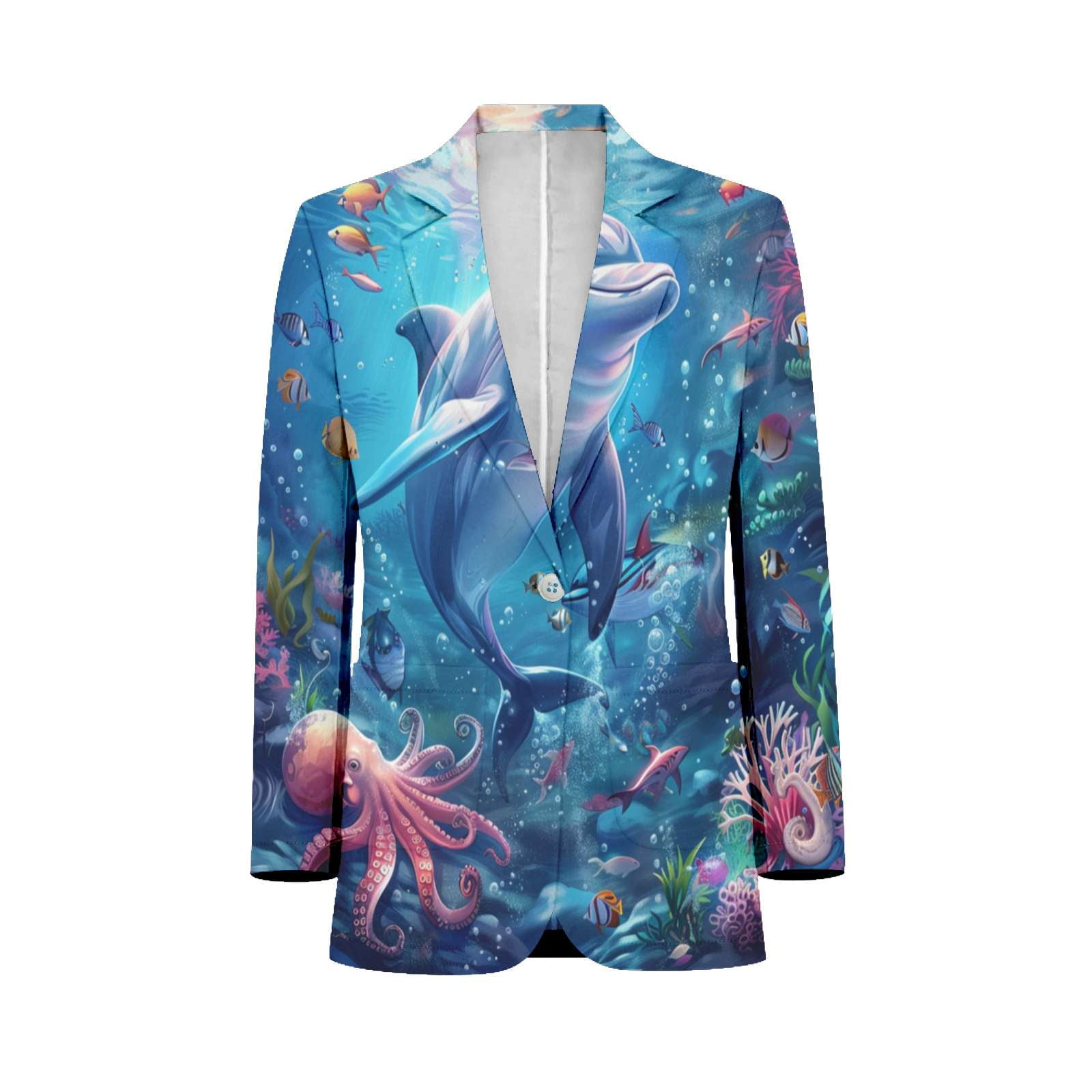 Dolphin Under The Sea Ocean Animals Men Blazers Slim Clothing Summer ...