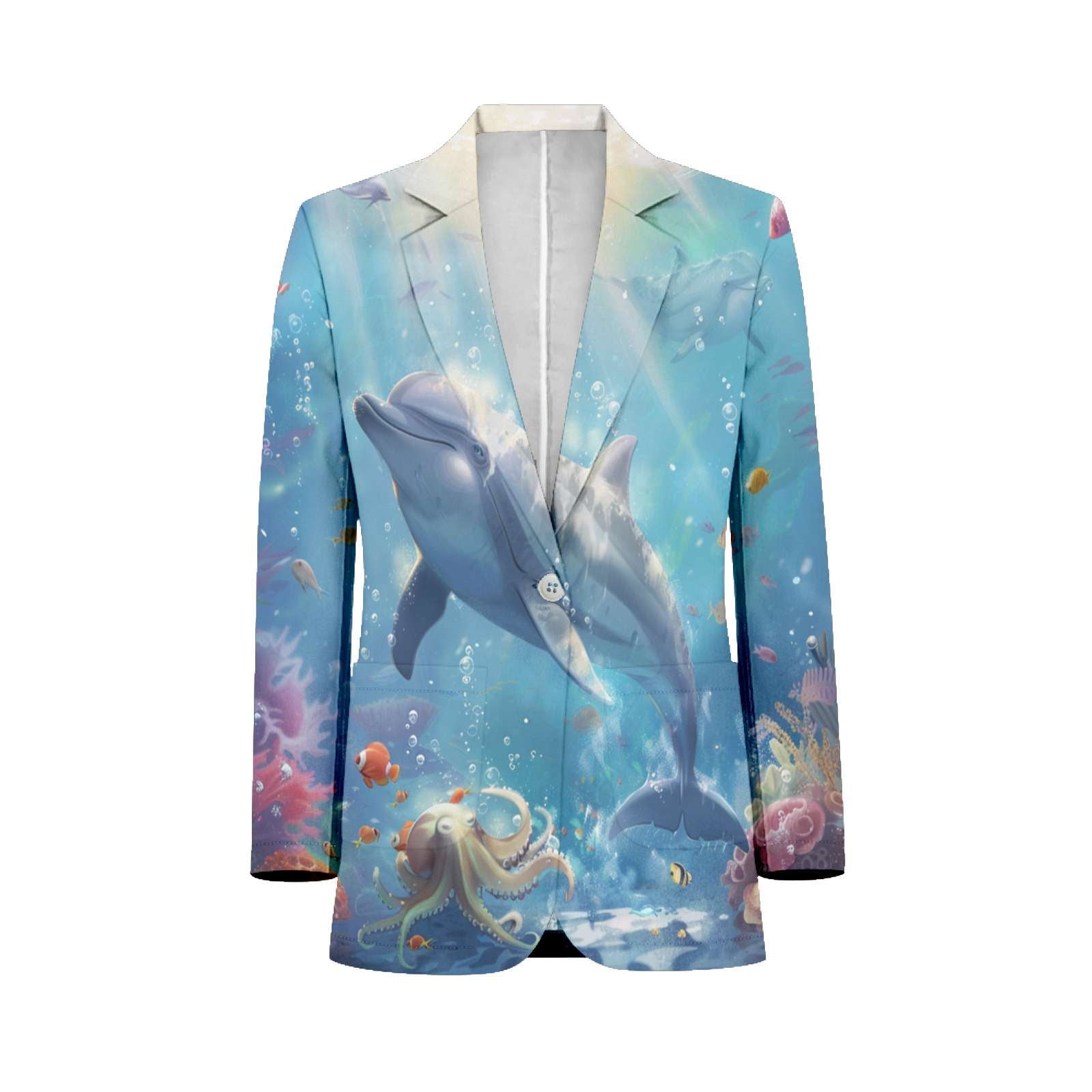 Dolphin Under The Sea Ocean Animals Men Blazers Slim Clothing Summer ...