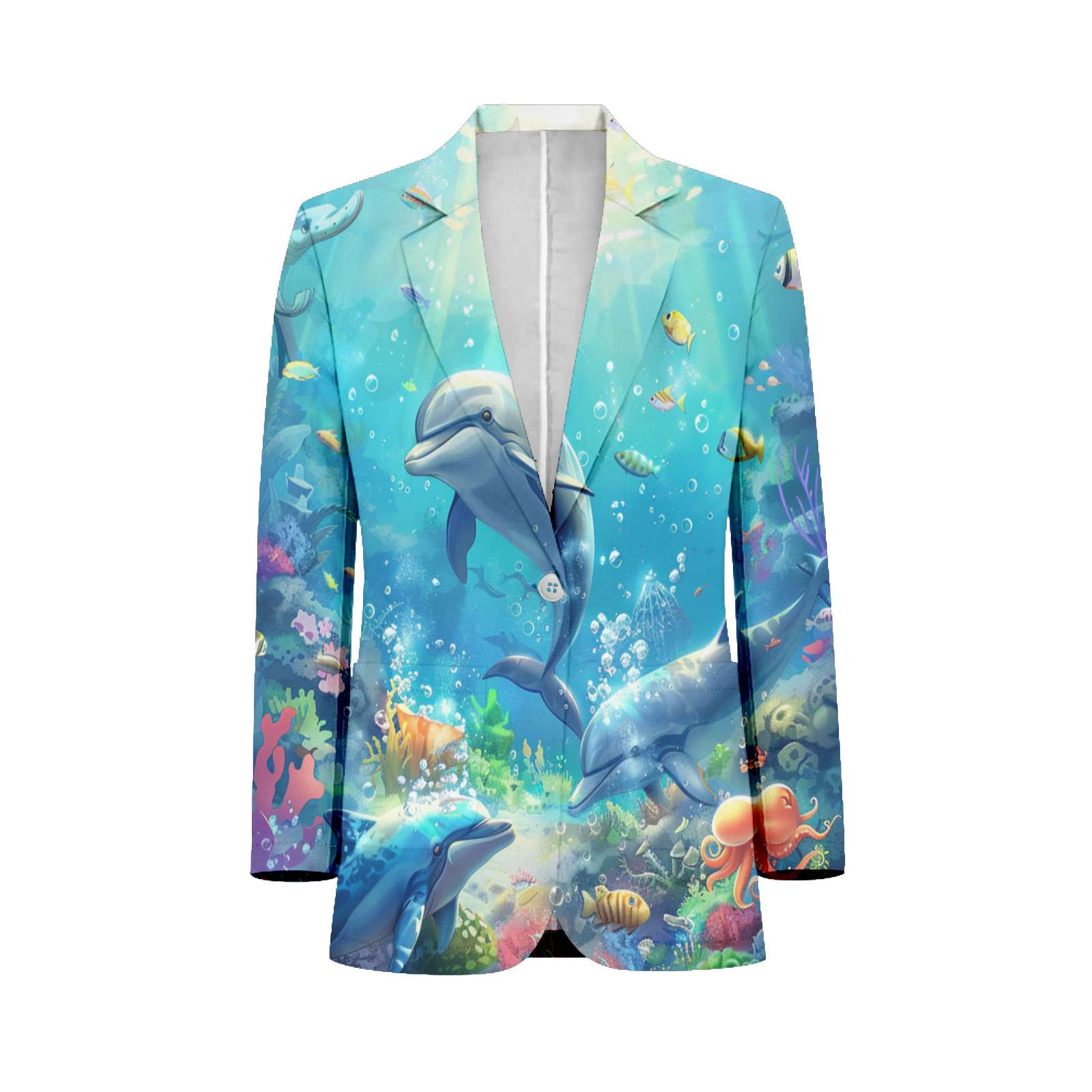 Dolphin Under The Sea Ocean Animals Mens Suits Shawl Collar Slim Fit ...