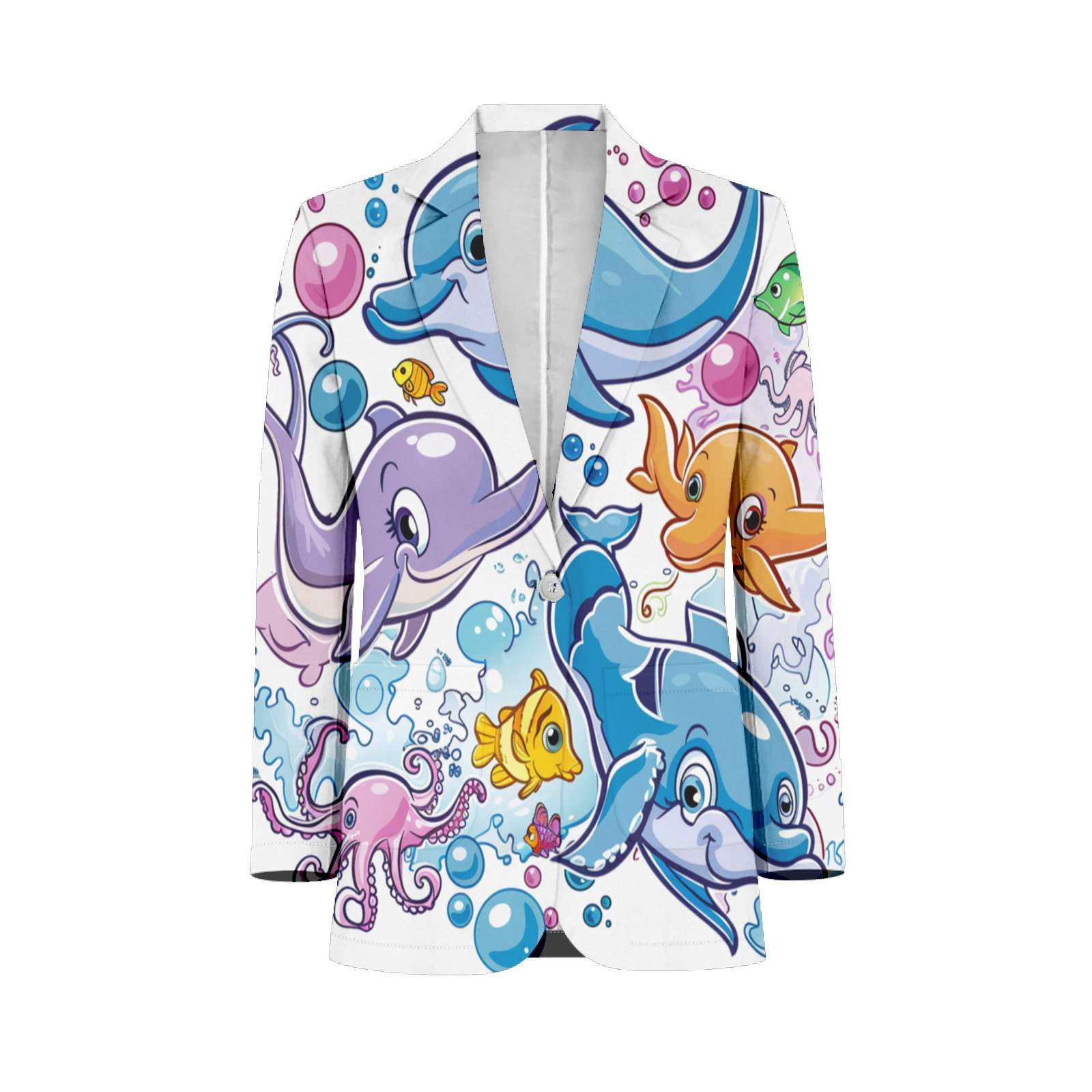 Dolphin Under The Sea Ocean Animals Mens Suits Shawl Collar Slim Fit ...