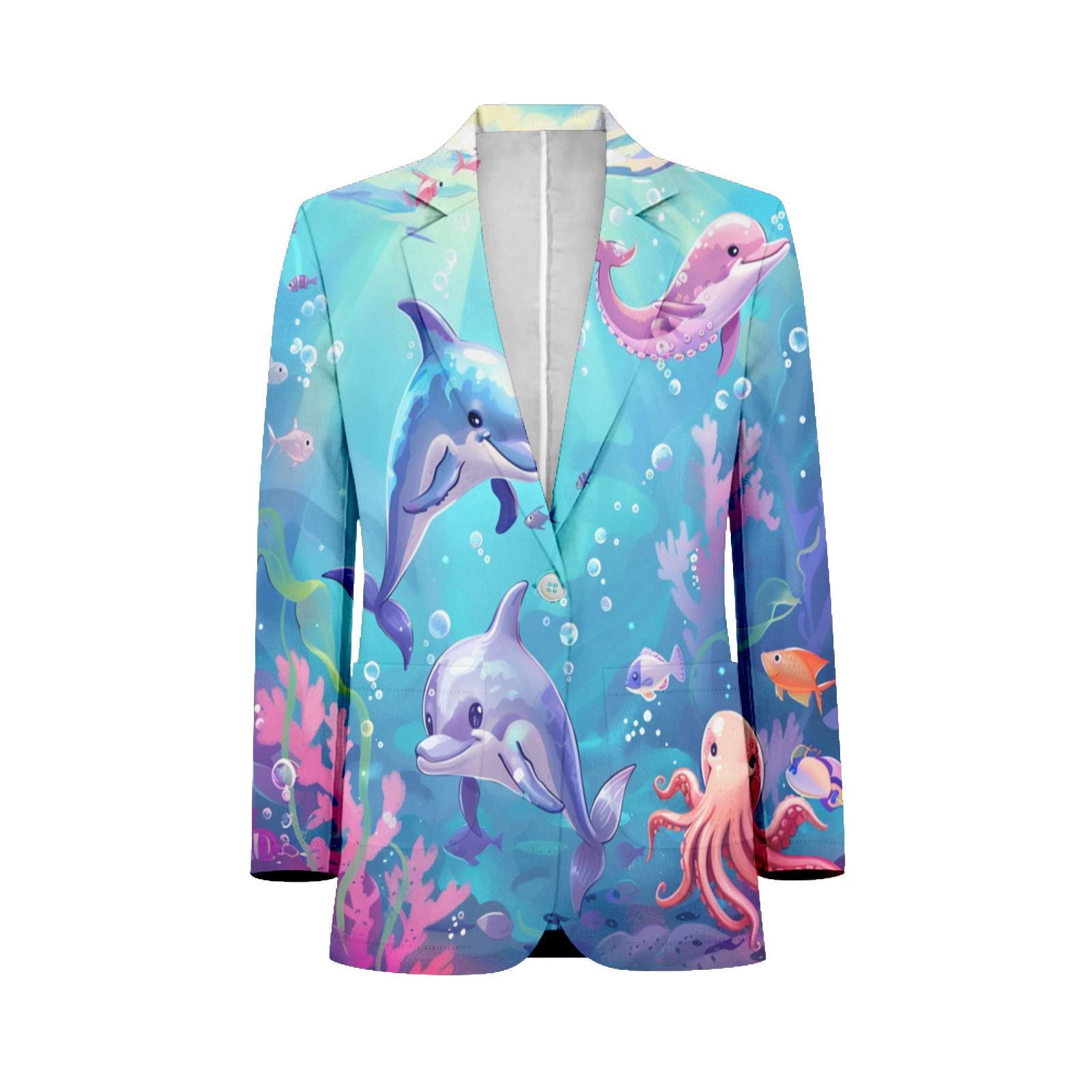 Dolphin Under The Sea Ocean Animals Mens Suits Shawl Collar Slim Fit ...