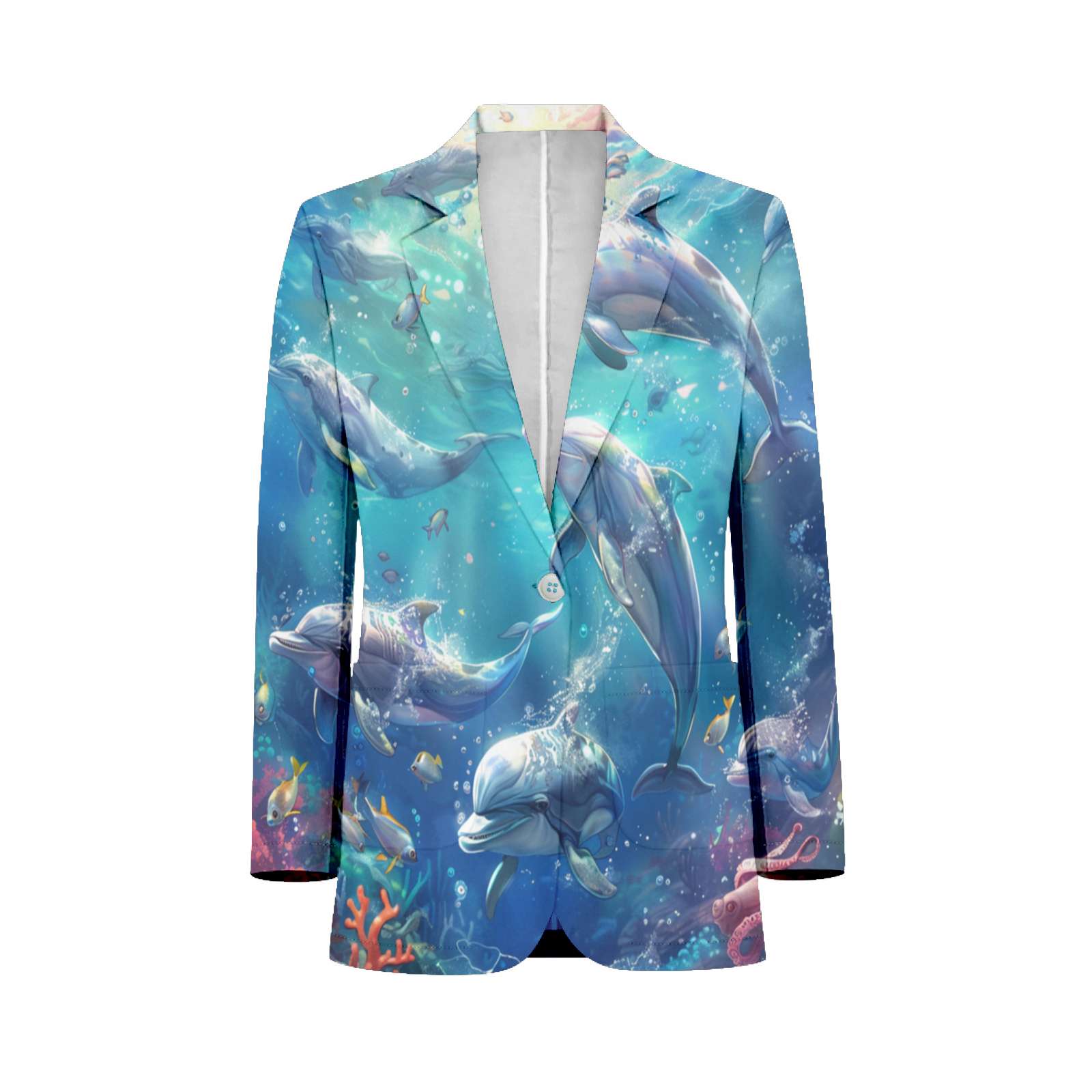 Dolphin Under The Sea Ocean Animals Mens Suits Shawl Collar Slim Fit ...