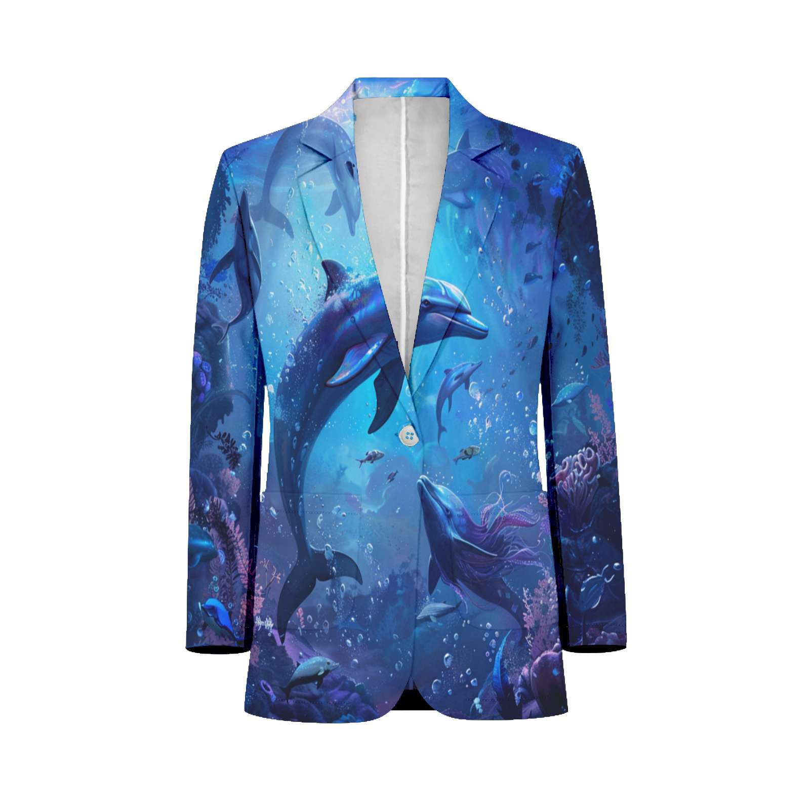 Dolphin Under The Sea Ocean Animals Mens Suits Shawl Collar Slim Fit ...