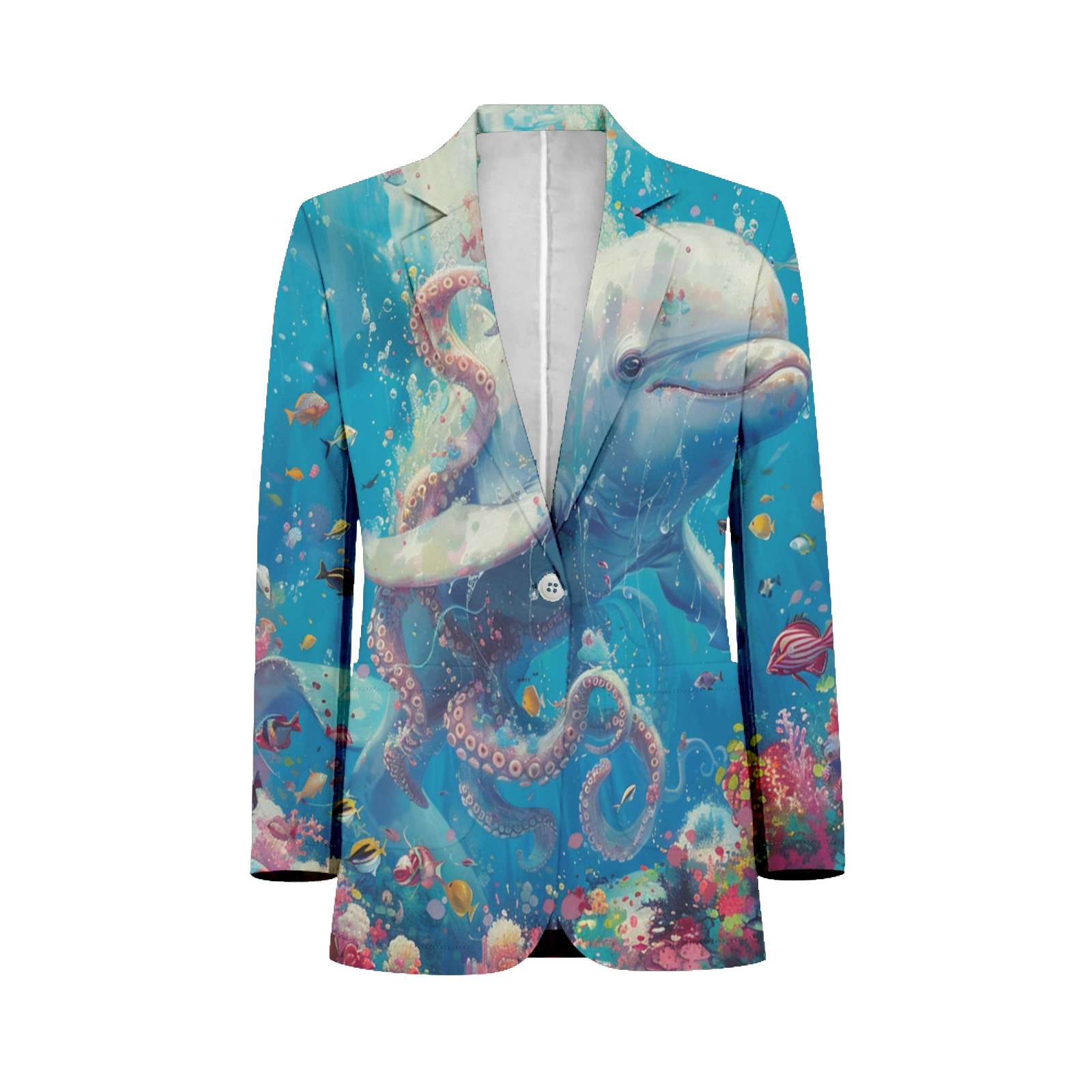 Dolphin Under The Sea Ocean Animals Mens Suits Shawl Collar Slim Fit ...