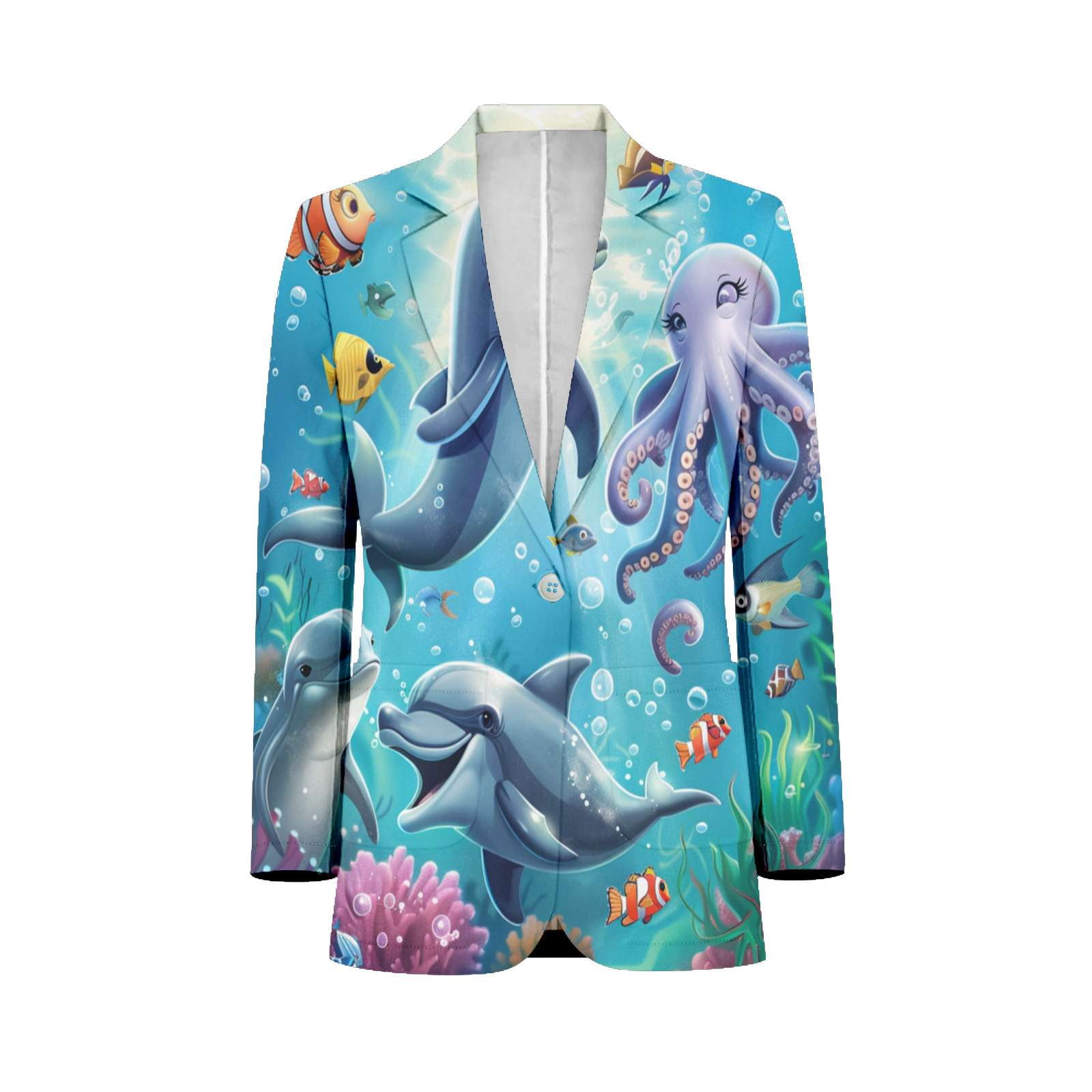 Dolphin Under The Sea Ocean Animals Mens Suits Shawl Collar Slim Fit ...