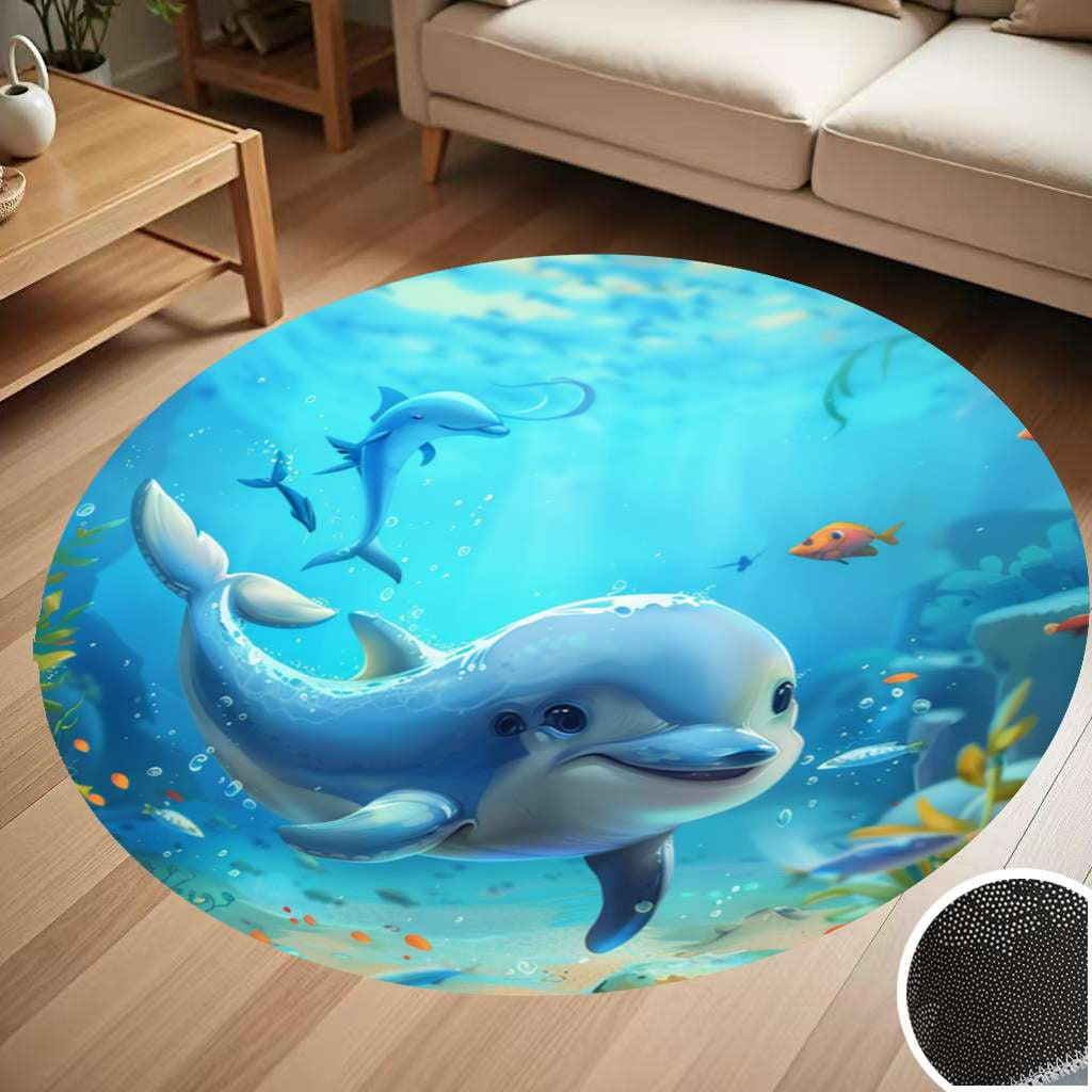 Dolphin Under The Sea Ocean Animals Round Carpet Living Room Bedroom ...