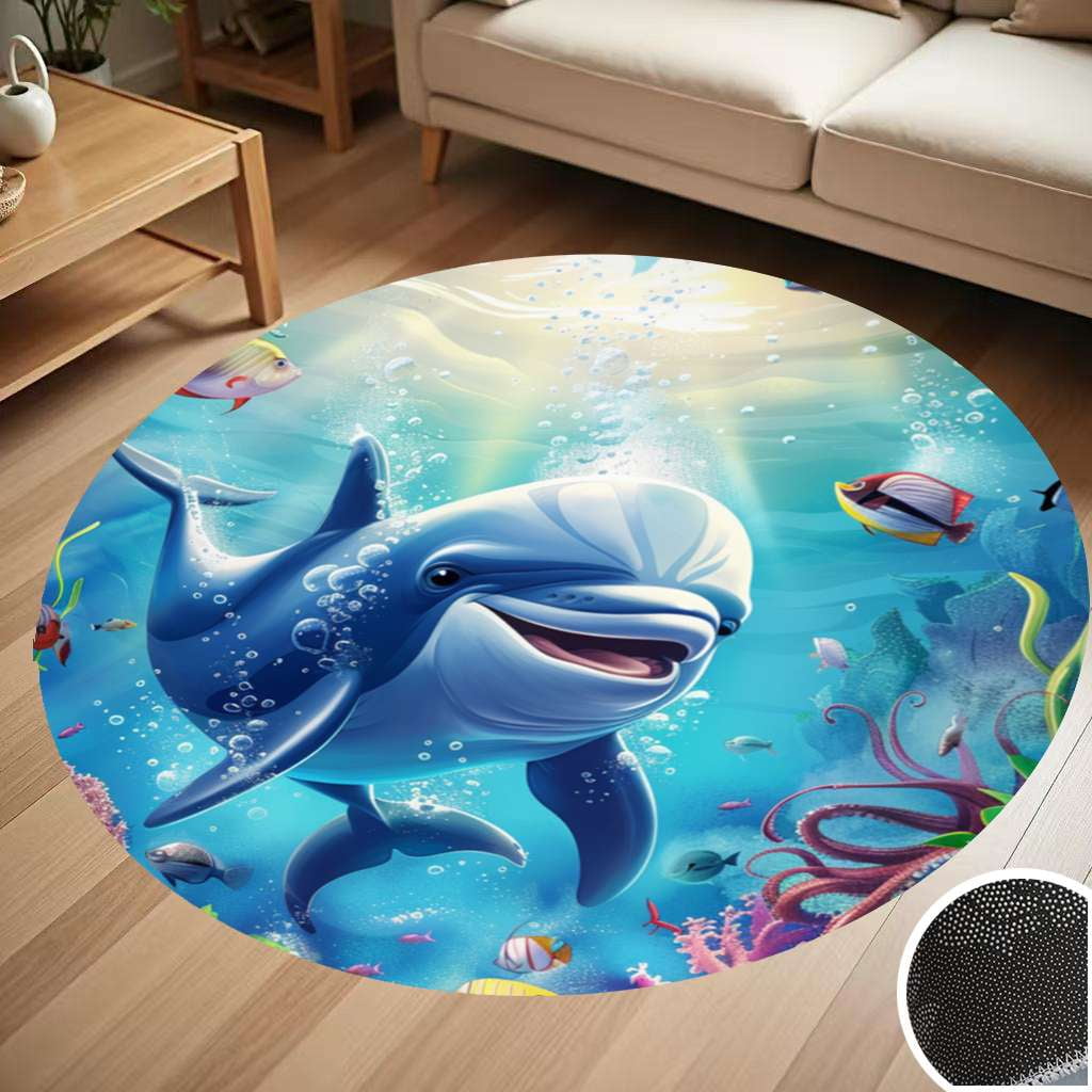 Dolphin Under The Sea Ocean Animals Round Carpet Living Room Bedroom ...