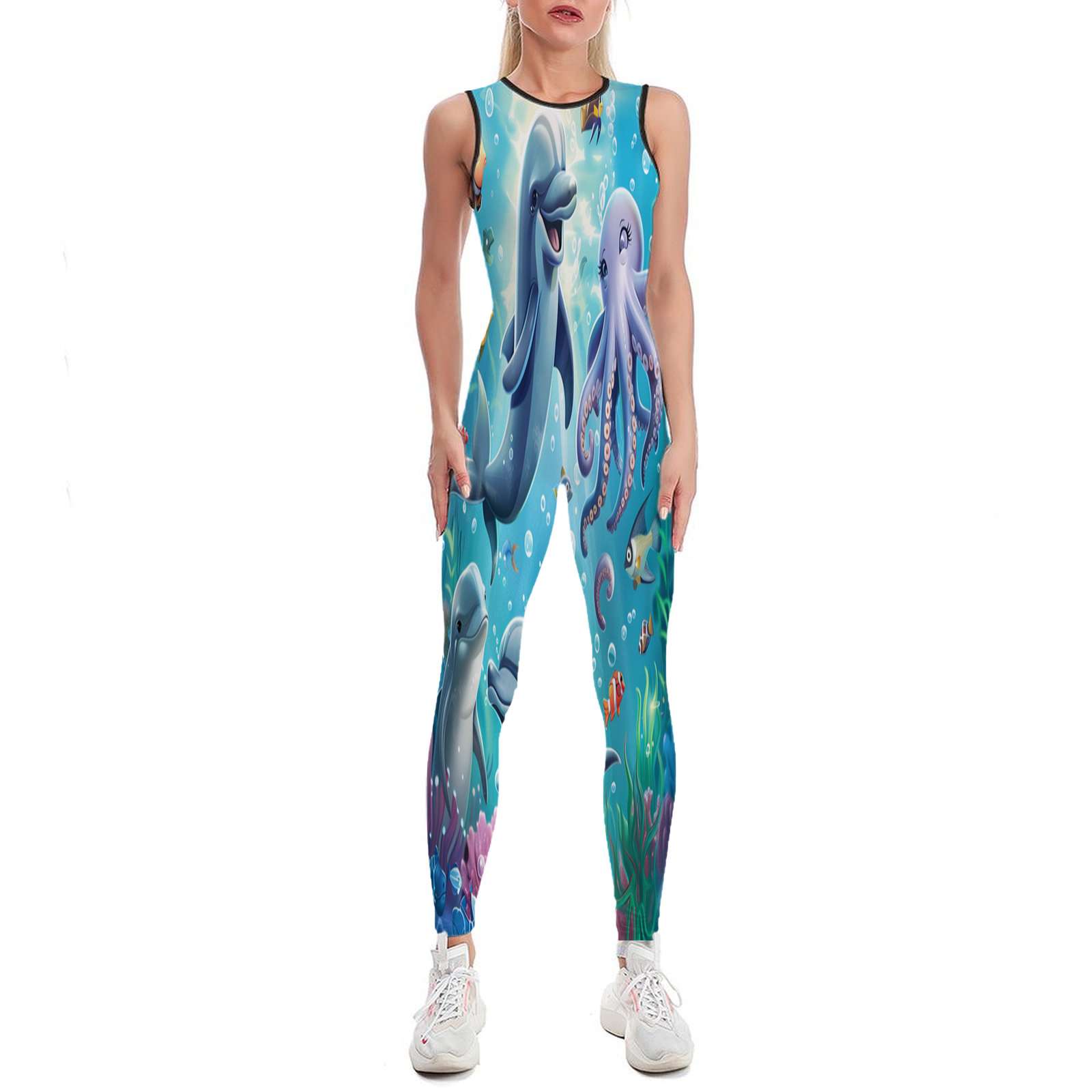 Dolphin Under The Sea Ocean Animals Women's One Piece Yoga Jumpsuits ...