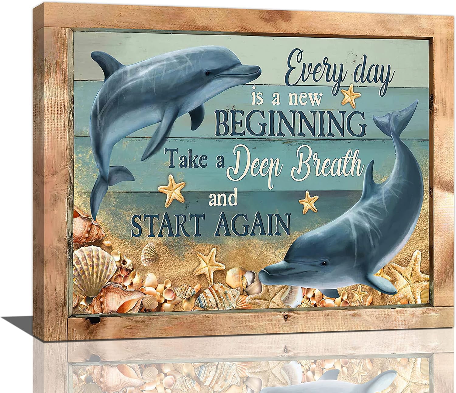 Dolphin Wall Art Ocean Bathroom Decor Pictures Seashell Starfish Canvas ...