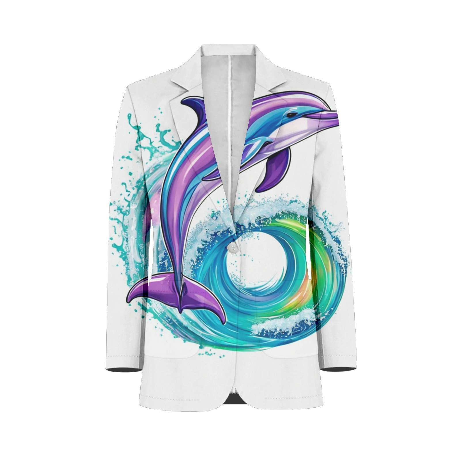 Dolphin Wave Splash Art Mens Suits Shawl Collar Slim Fit Suit Mens ...