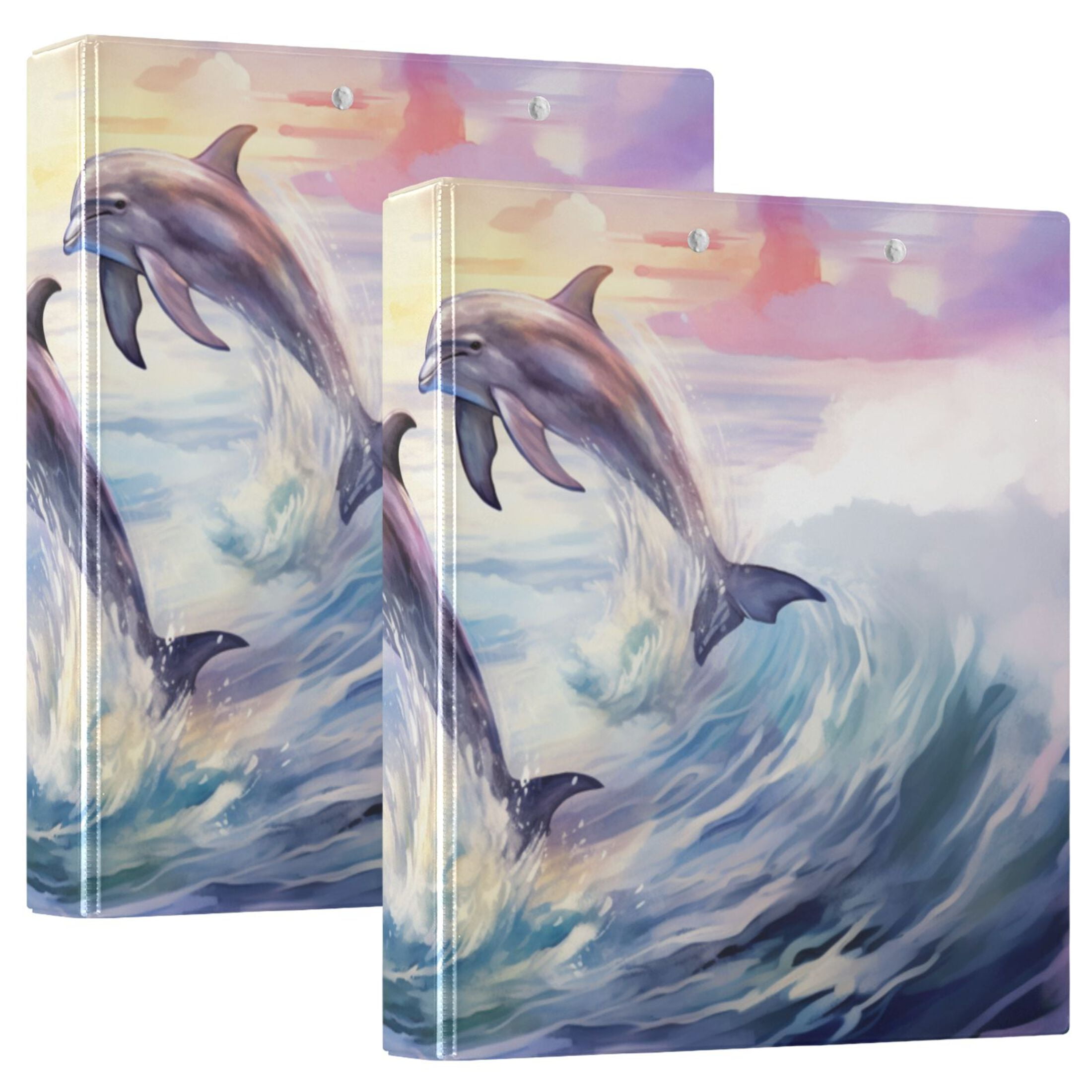 Dolphin Waves 3 Ring Binders 1.5 inch Hardcover File Folders with ...