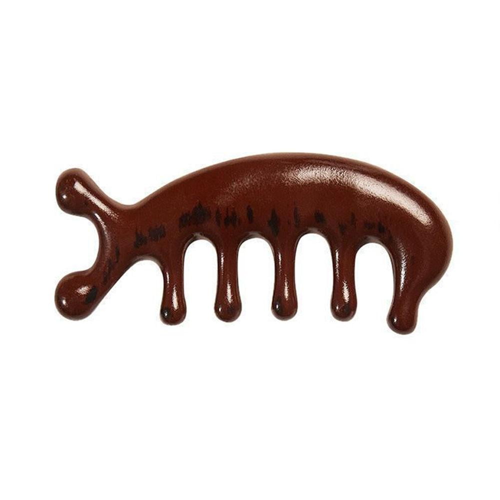 Dolphin Wood Grain Resin Large Five-Tooth Massage Comb Head Therapy ...