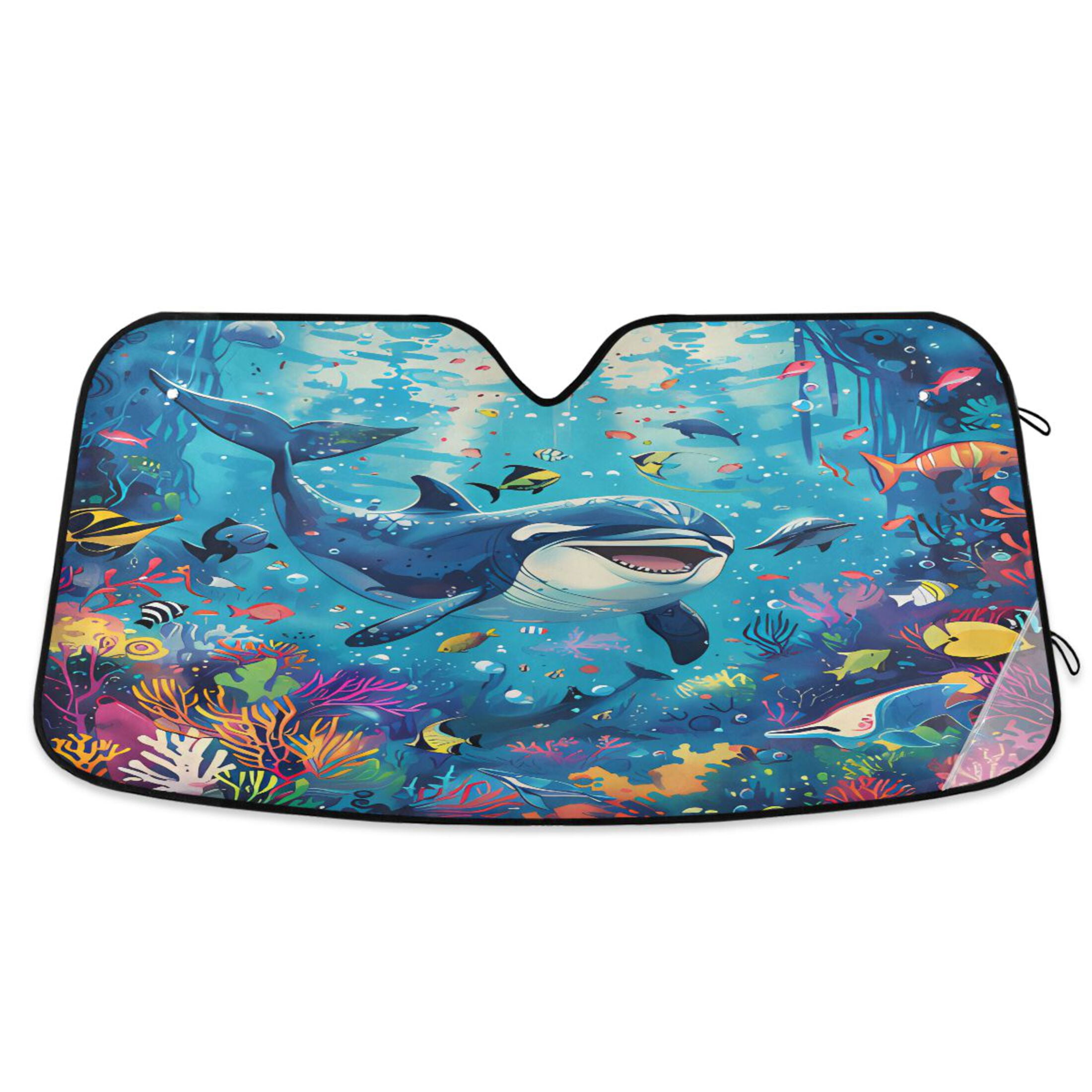 Dolphin and Fish Car Windshield Sun Shade Foldable Car Front Window ...