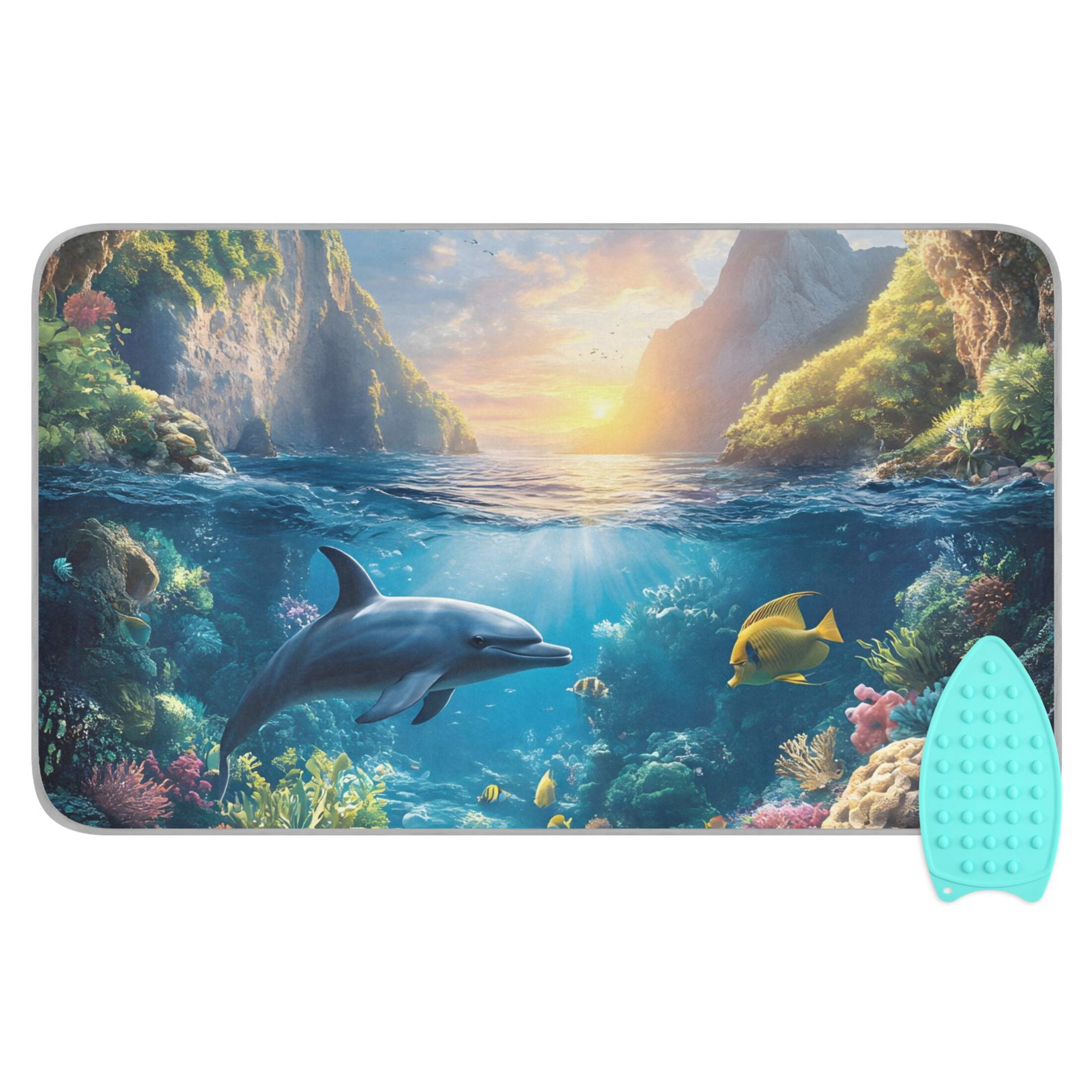 Dolphin and Ocean Ironing Mat Blanket for Table Top Travel Portable ...