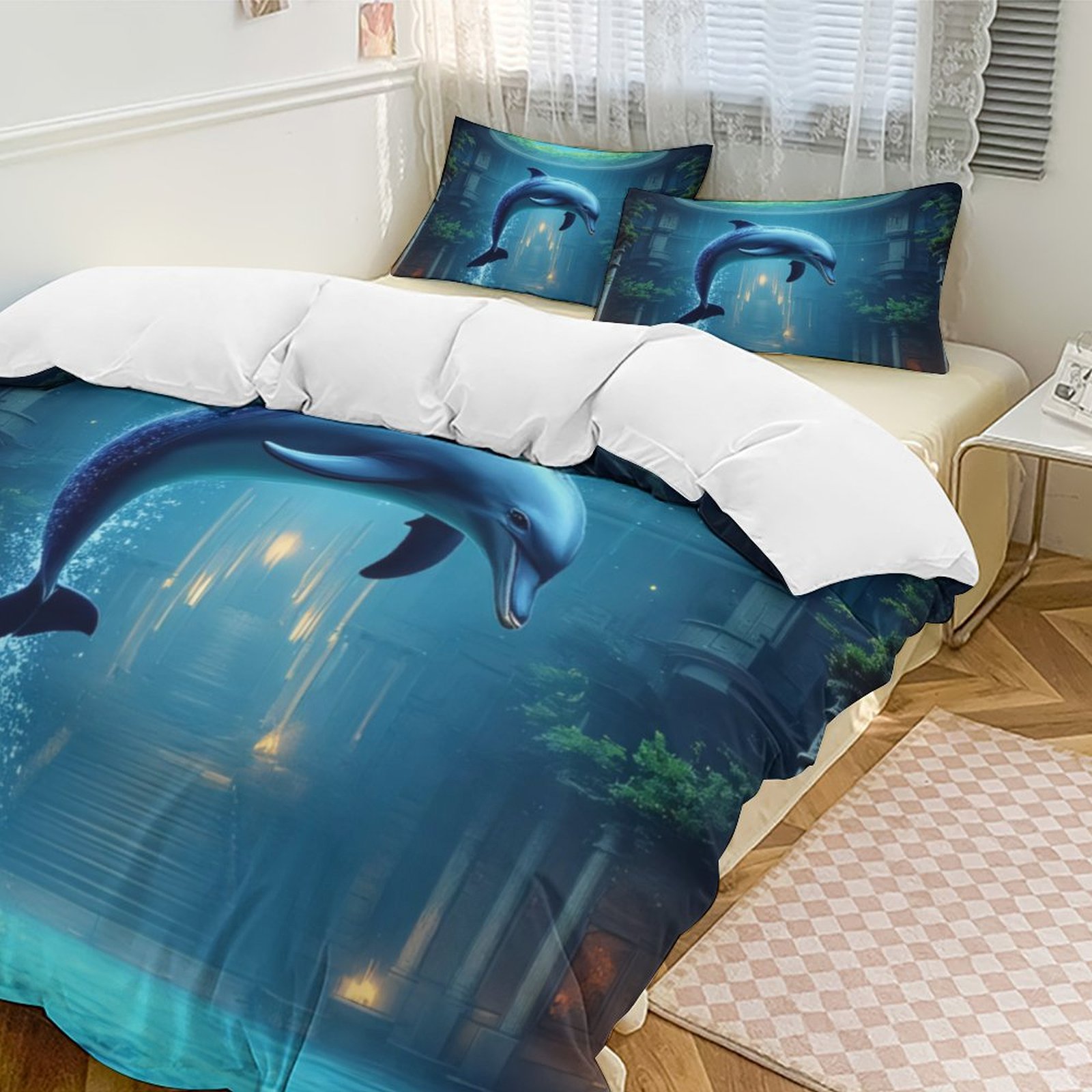 Dolphin in Ancient Ruins Duvet Cover Set Bedding Set Polyester Quilt ...