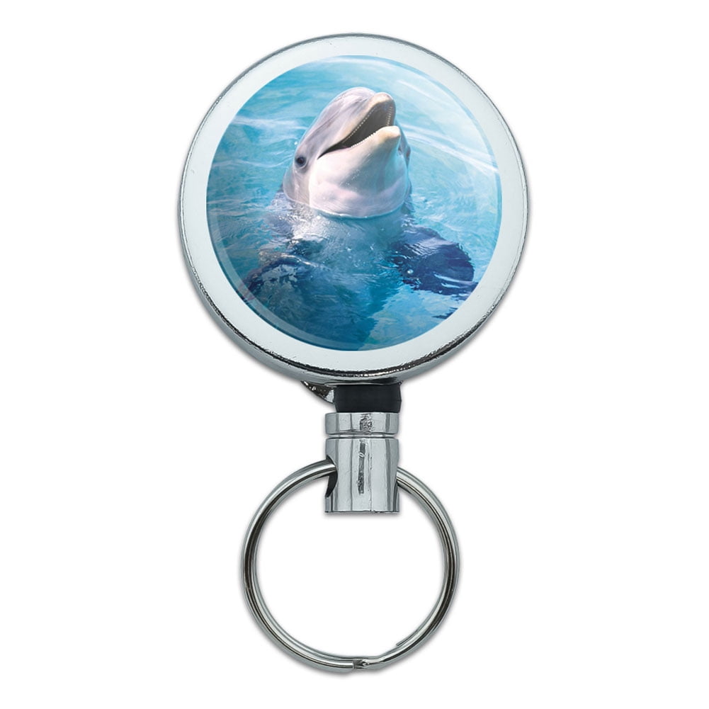 Dolphin in the Ocean Retractable Belt Clip Badge Key Holder - Walmart.com