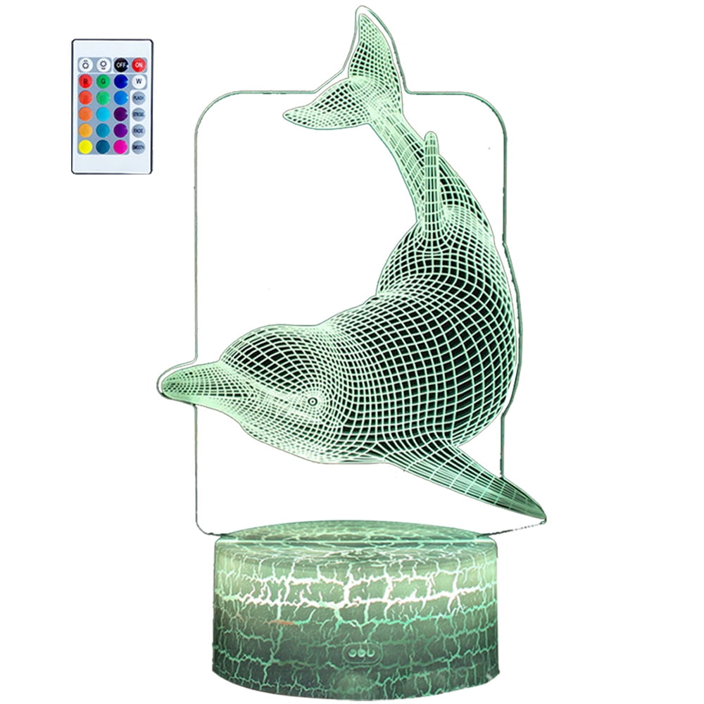 Rawiri Dolphin series 3D night light, LED colorful gradient touch ...
