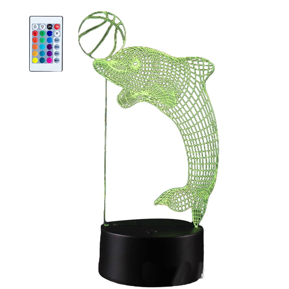 Dolphin series 3D night light, LED colorful gradient touch remote ...