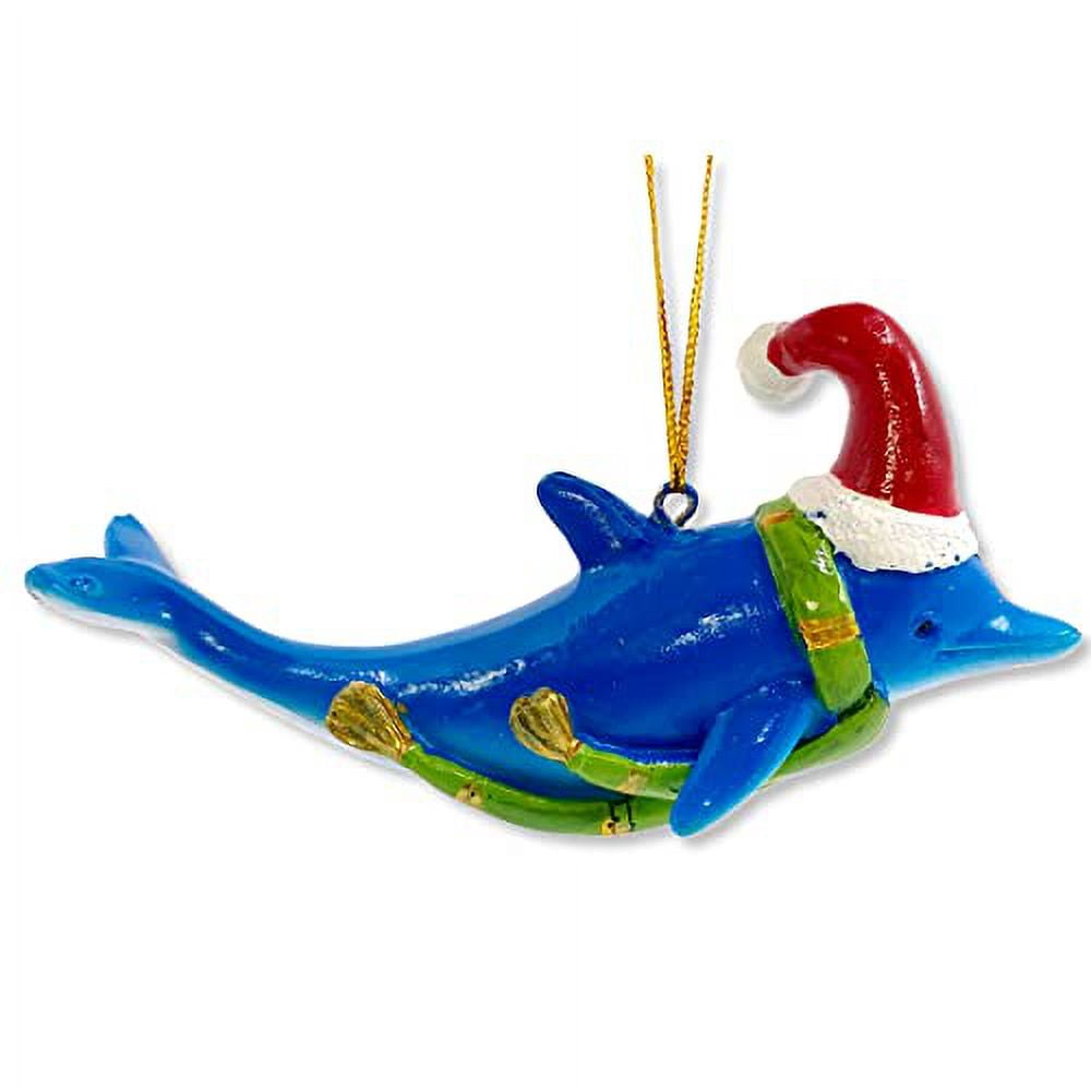 Dolphin with Santa Hat Ornament - Coastal Ocean Marine Life Decoration ...
