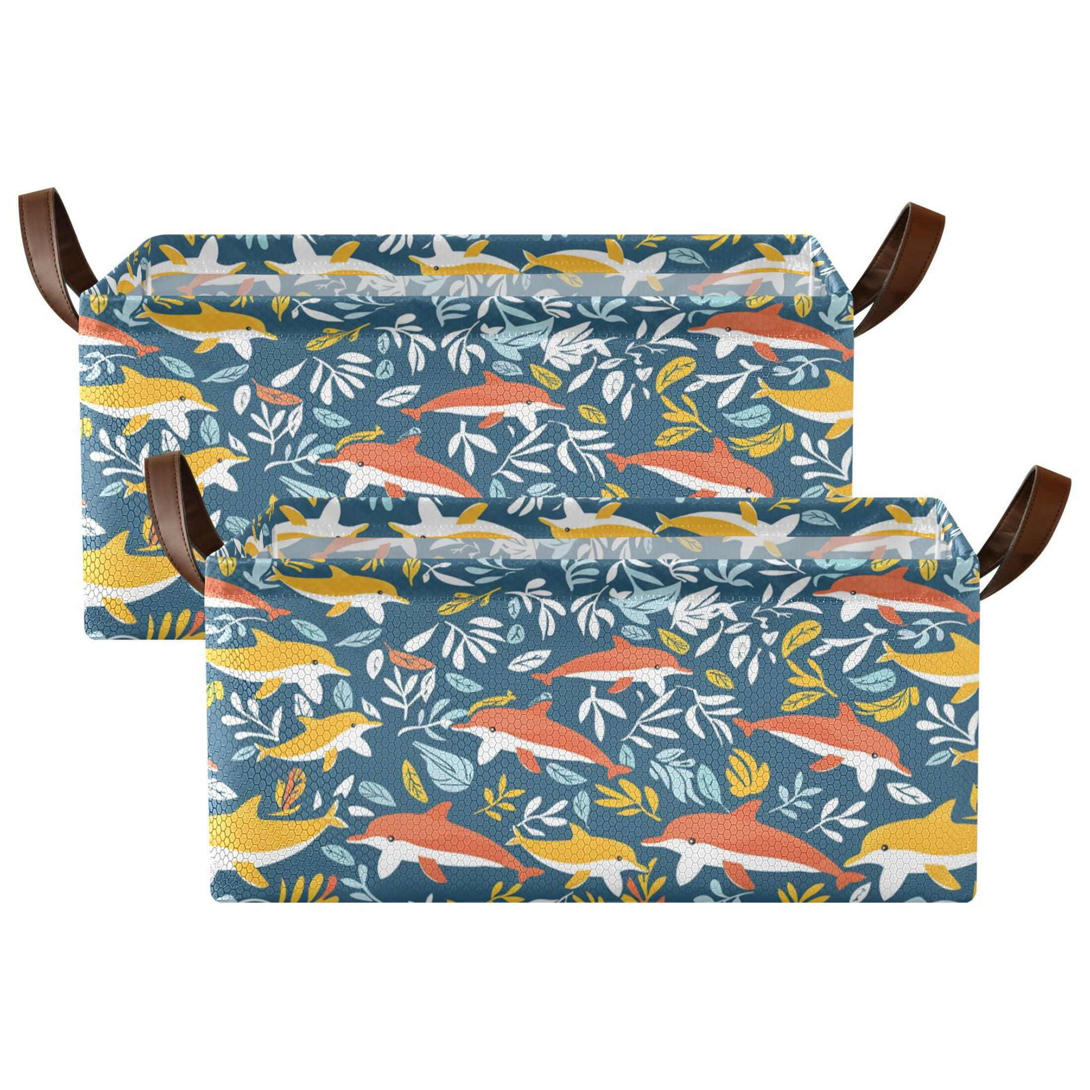 Dolphin with Seaweed 2 Pcs Collapsible Storage Bins Fabric Shelf ...