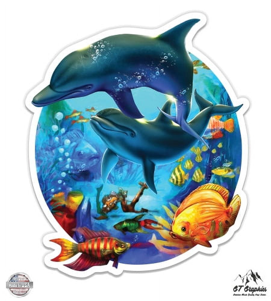 Dolphins - 12" Vinyl Sticker Waterproof Decal - Walmart.com