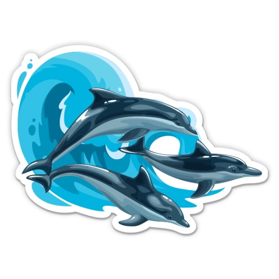 Dolphins - 5" Vinyl Sticker - For Car Laptop I-Pad - Waterproof Decal ...