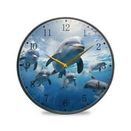 Nautical Marine Bottlenose Dolphins Family In Waves By Lighthouse Table ...