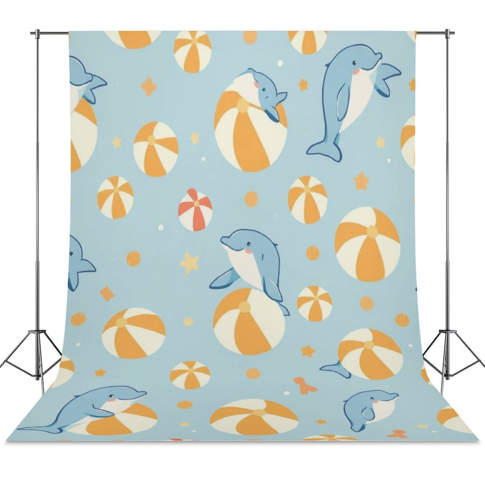Dolphins Beach Balls Fun Backdrop Baby Shower Newborn Portrait Girl Boy Birthday Party ...