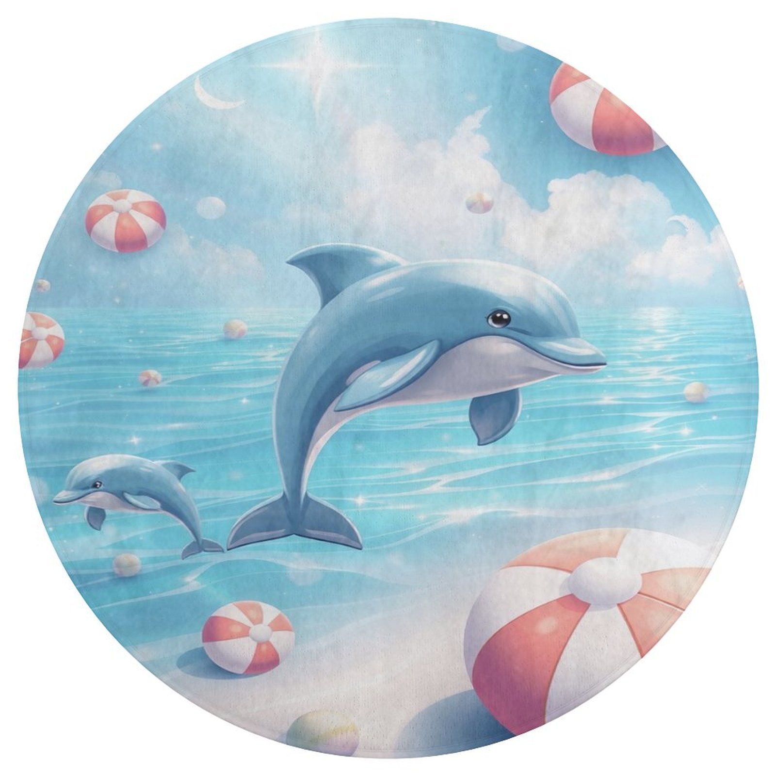Dolphins Beach Balls Fun Round Carpet Rugs And Carpets for Home Living ...