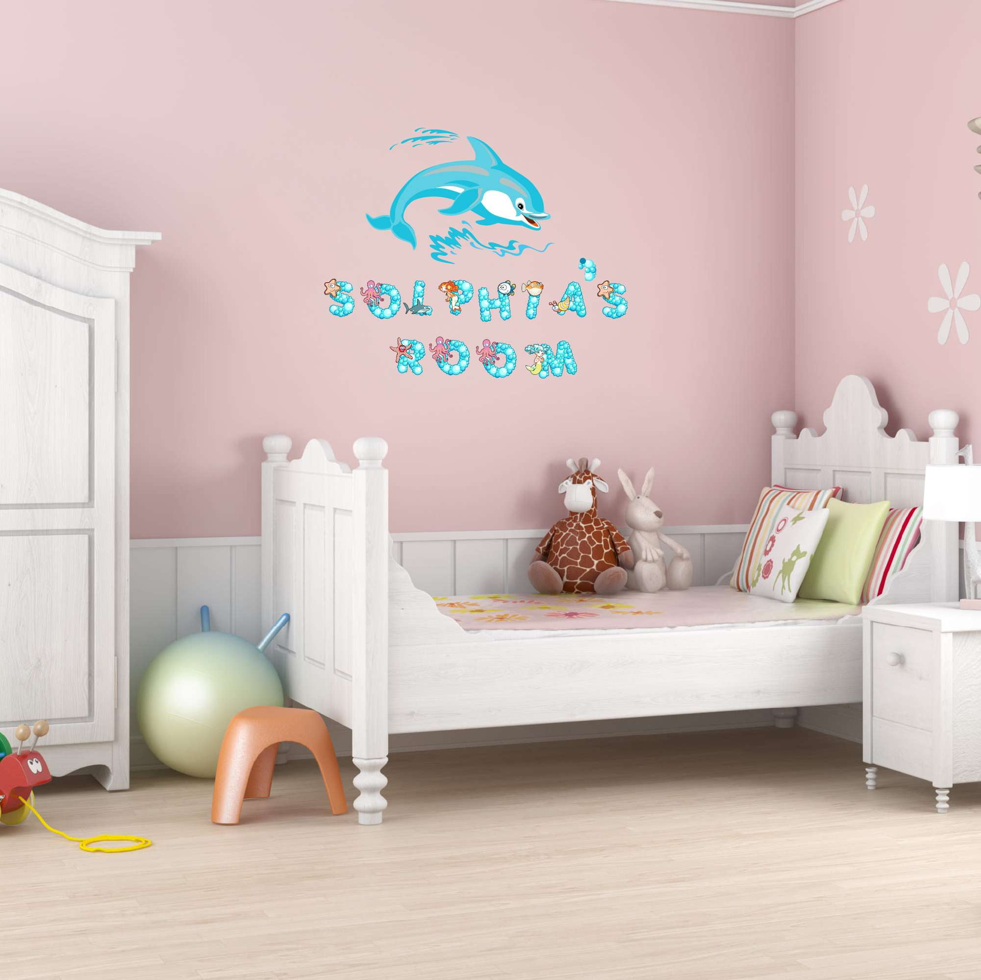 Dolphins Bubble Letters Personalized Name Beach Ocean Animals Starfish ...