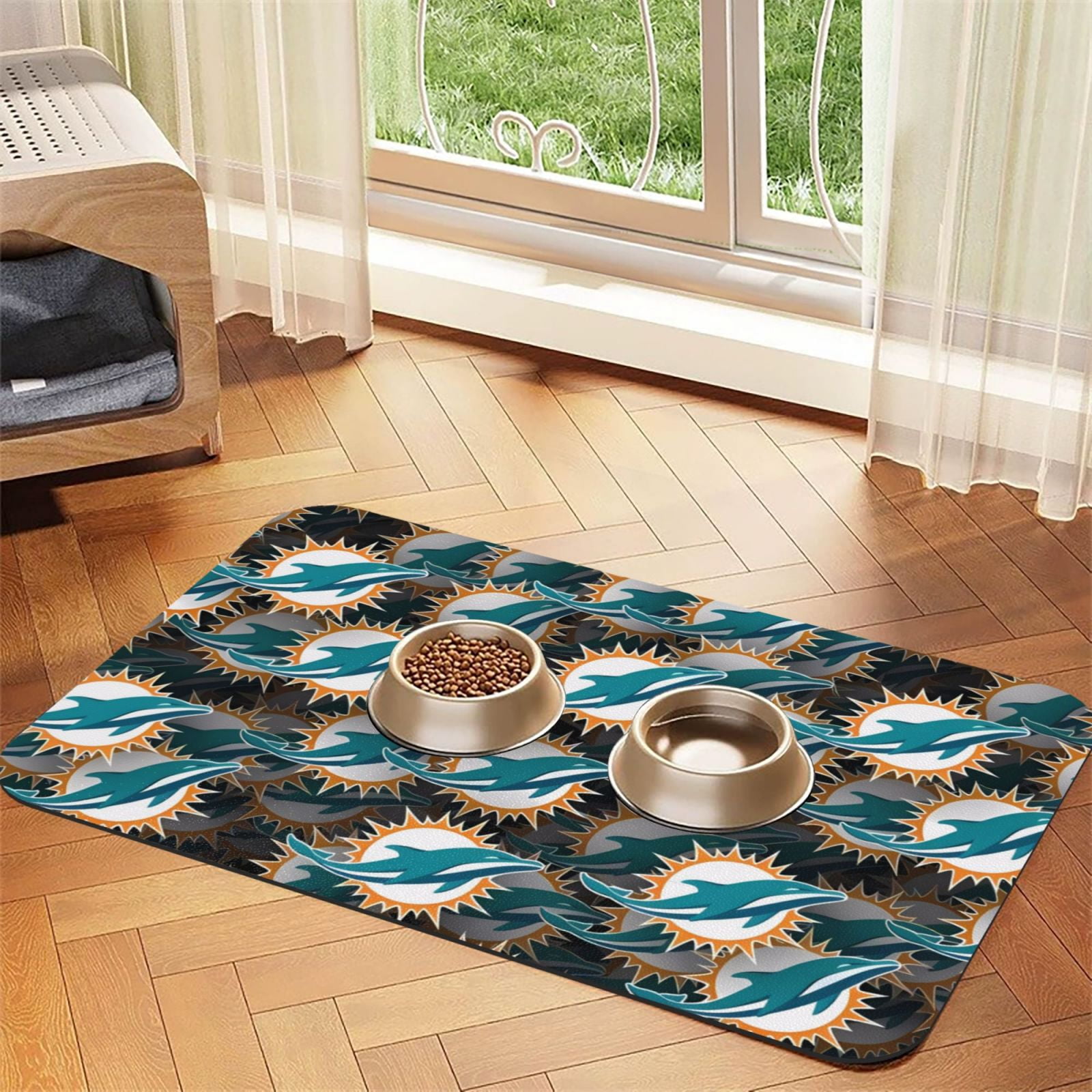 Dolphins Cat Food Mat for Pet Dog Food Mat, Cat Mat for Food and Water ...