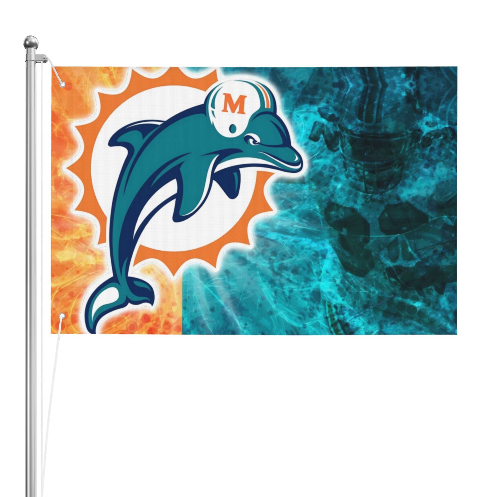 Dolphins Double Sided Flag 3x5FT There are two corns on each end of the ...