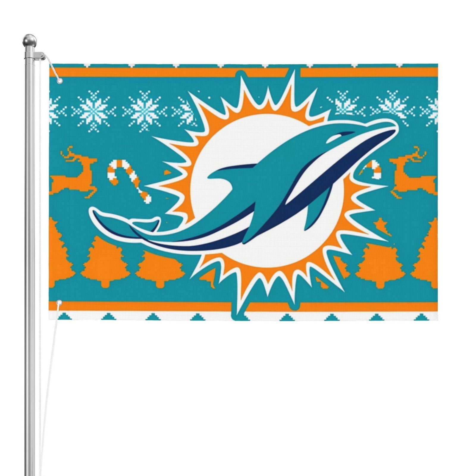 Dolphins Double Sided Flag 3x5FT There are two corns on each end of the ...