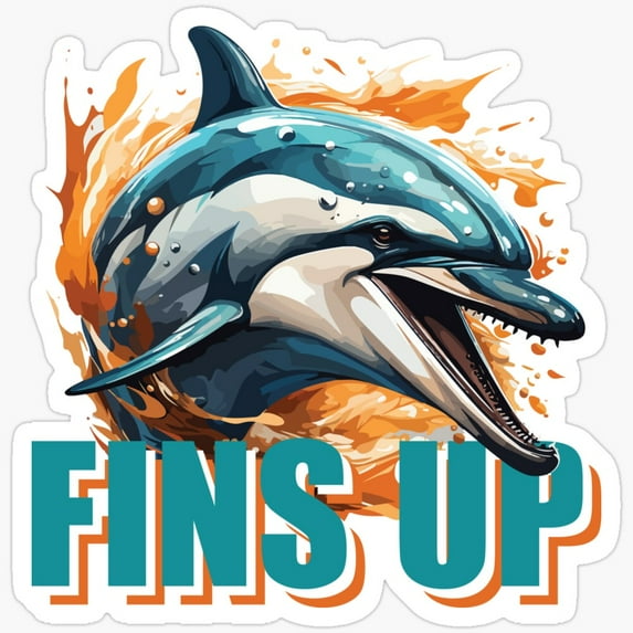 Dolphins Fins Up Sticker Phone Decal Water Bottle Stickers Car Decals ...